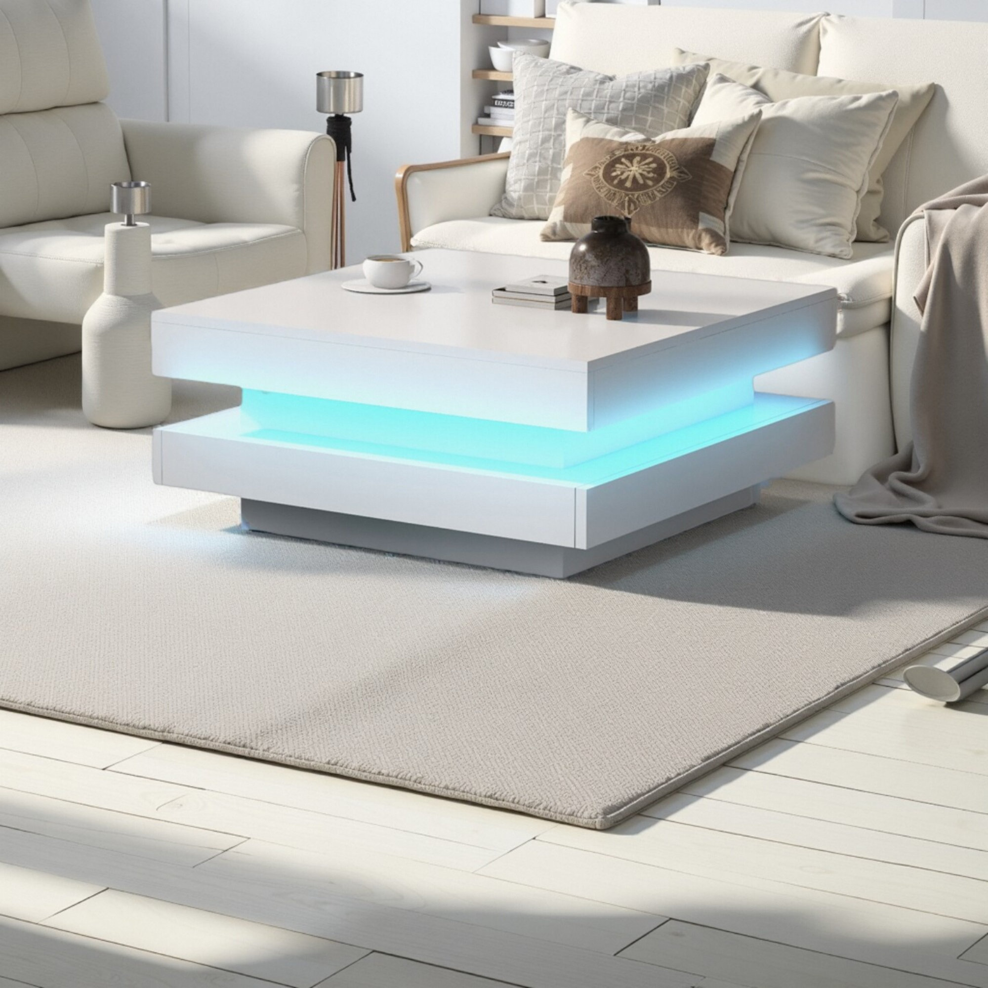 Ivy Bronx The Double-layered Square Table In The Center Of The Living ...