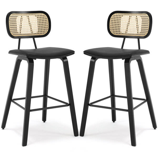 Latitude Run® 26" Upholstered Rattan Counter Height Stool & Reviews ...