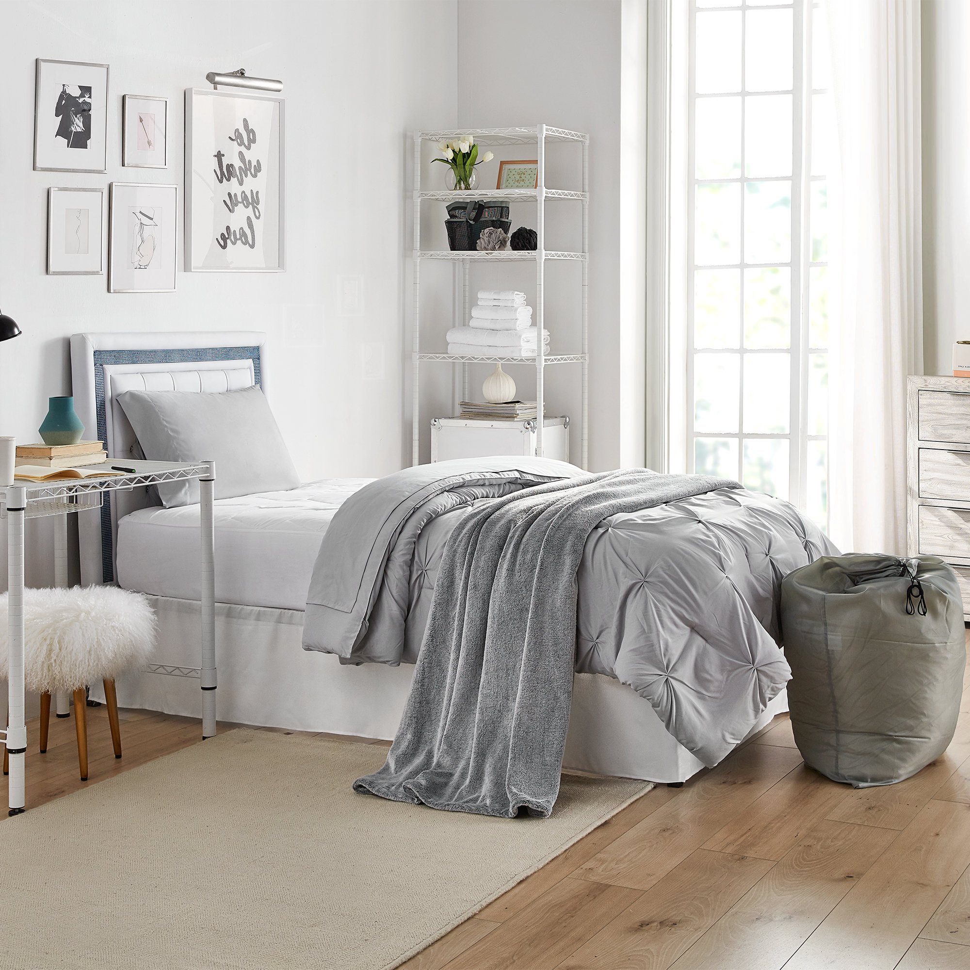 DormCo 8 Piece Starter College Dorm Pin Tuck Bedding Package & Reviews ...