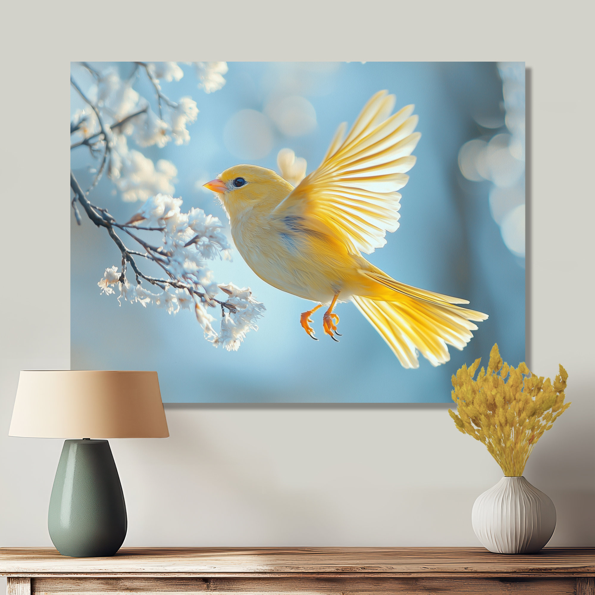 Ebern Designs Fluffy Finch In The Forest Breeze - bird Wall Art Decor ...