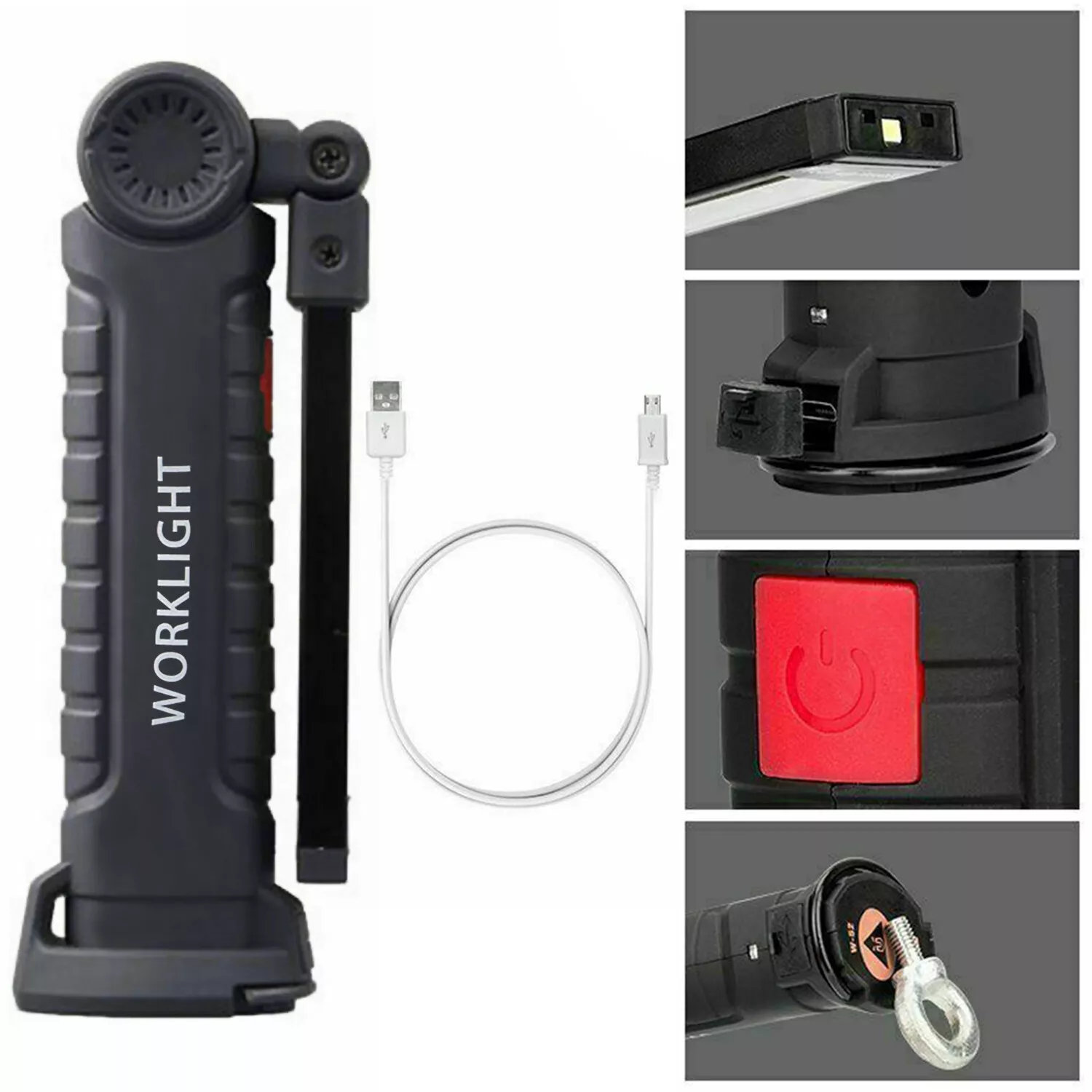 Costyle Magnetic Rechargeable Cob Led Red Work Light Lamp Flashlight ...