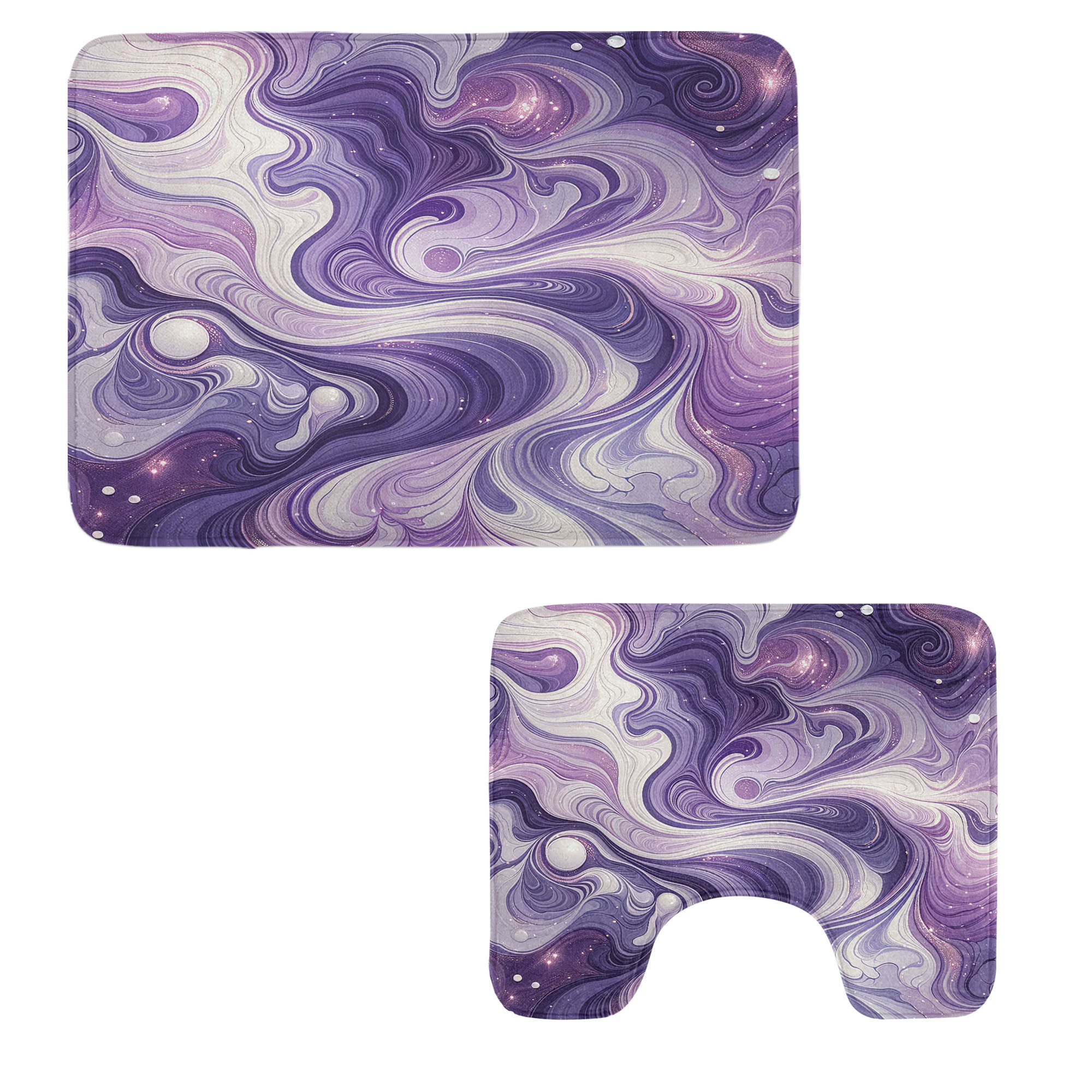 Winston Porter Purple Bathroom Rug Set 2 Pieces Rectangle & Contour ...