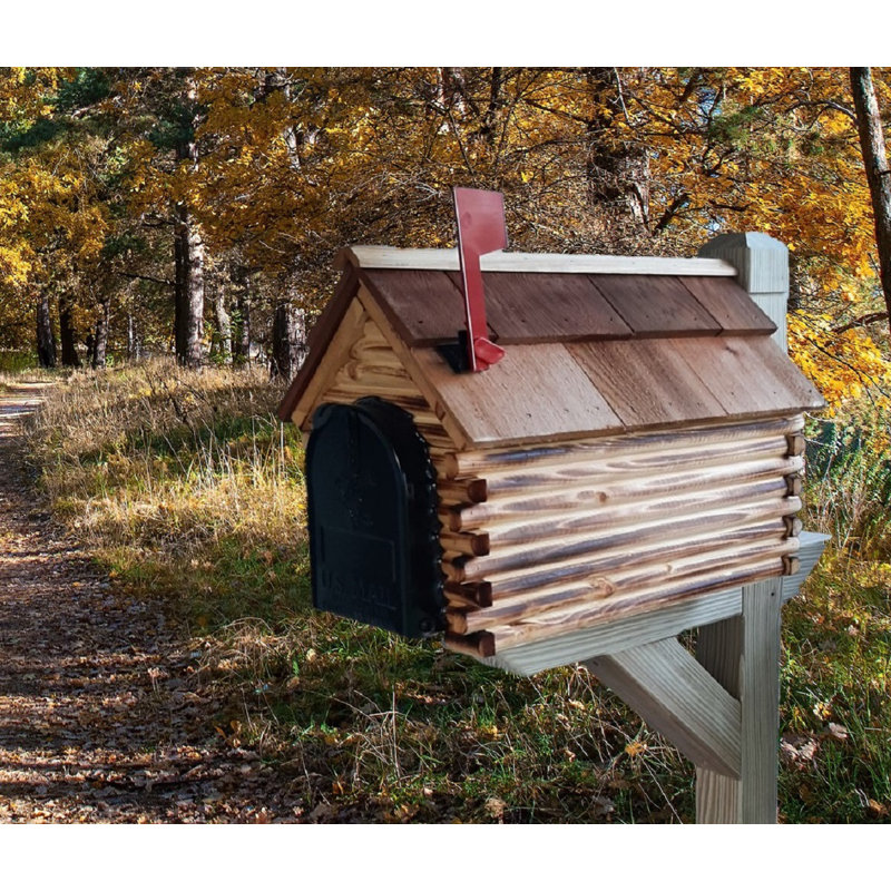 Amish Mailbox Amish Log Cabin Mailbox, Handmade | Wayfair