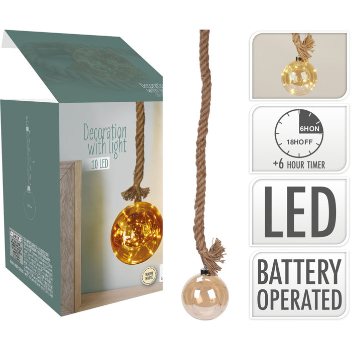 The Seasonal Aisle LED Glass Ball On Rope With Timer | Wayfair.co.uk