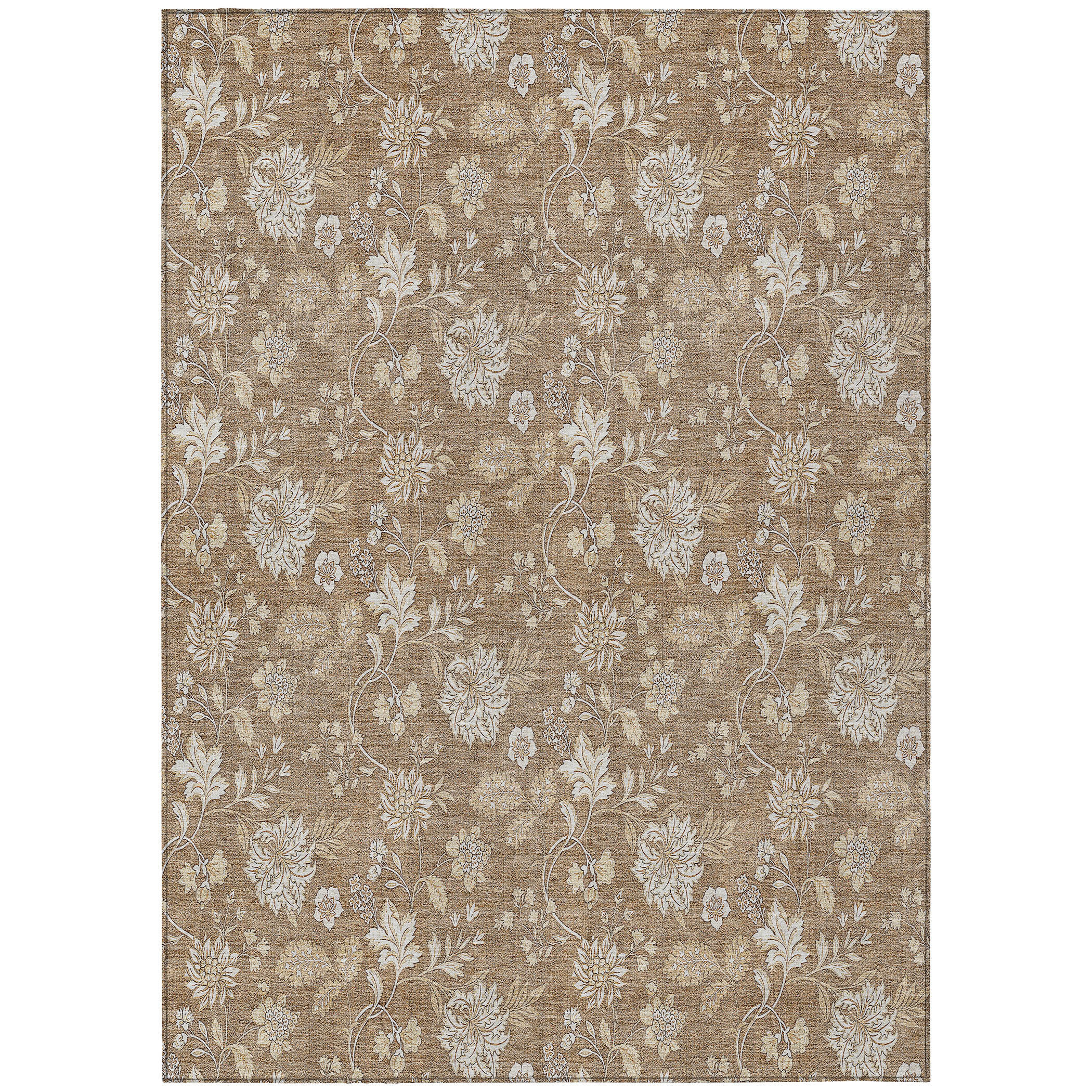 HomeRoots Tapis intérieur lavable floral beige 9 pi x 12 pi - Wayfair Canada