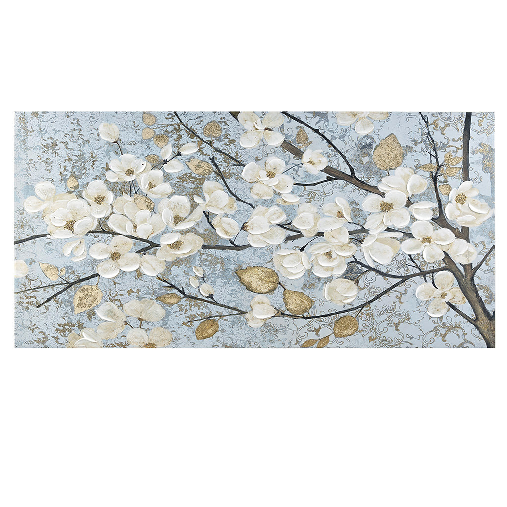 Red Barrel Studio® Odell Gilded Blossoms Hand-Embellished Canvas Wall ...