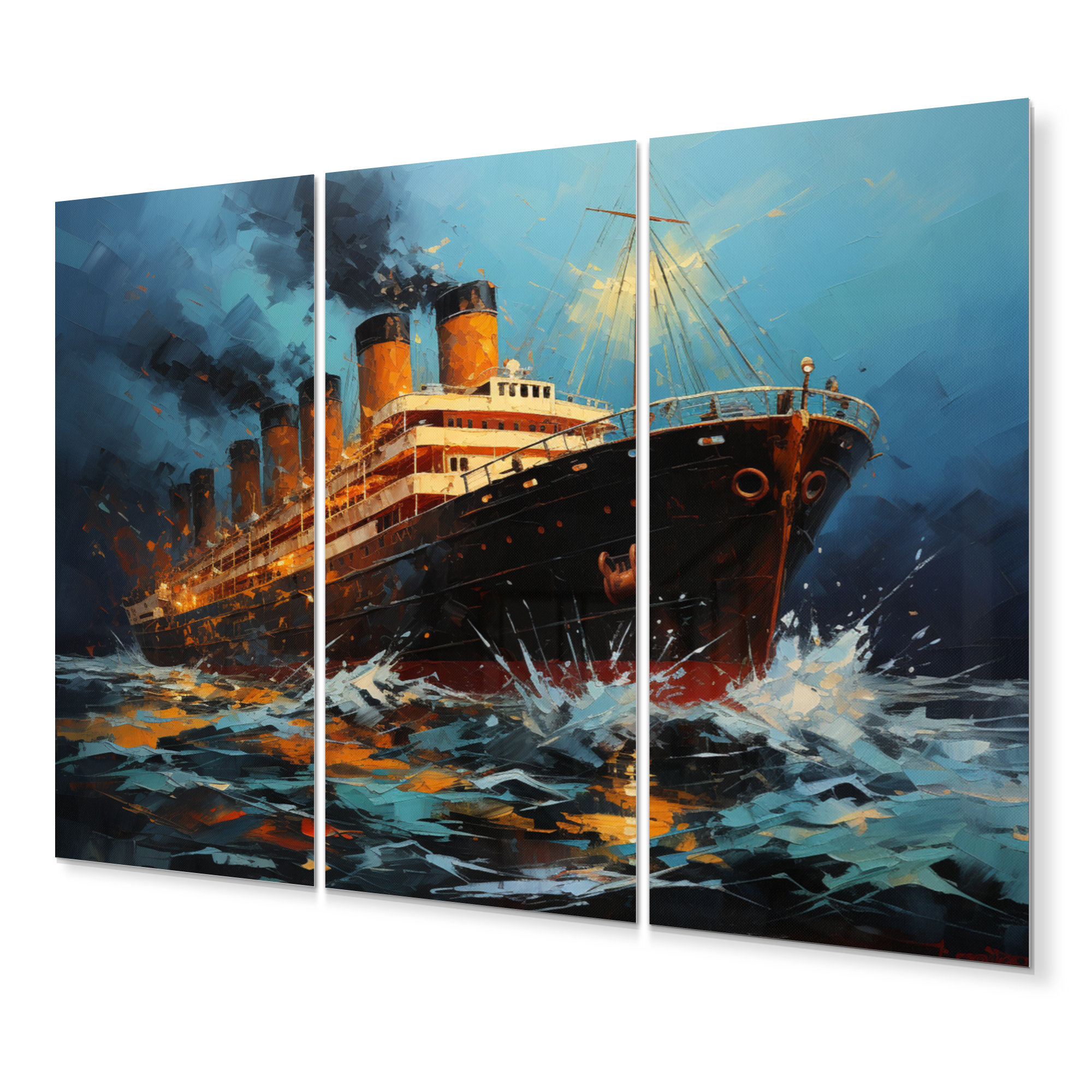 Design Art Boat Titanic Collage Interwoven II - Transportation Metal ...