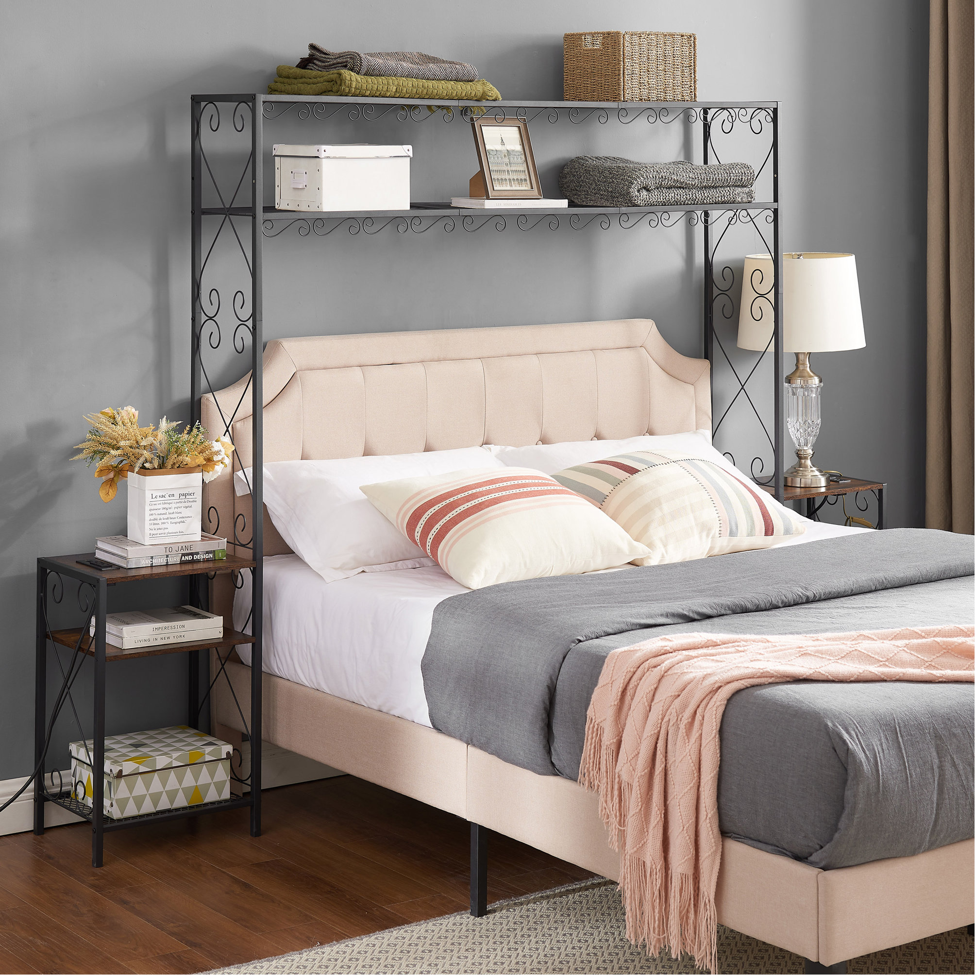 Lark Manor™ Queen Bed Frame With 2 Nightstands Headboards With Storage ...