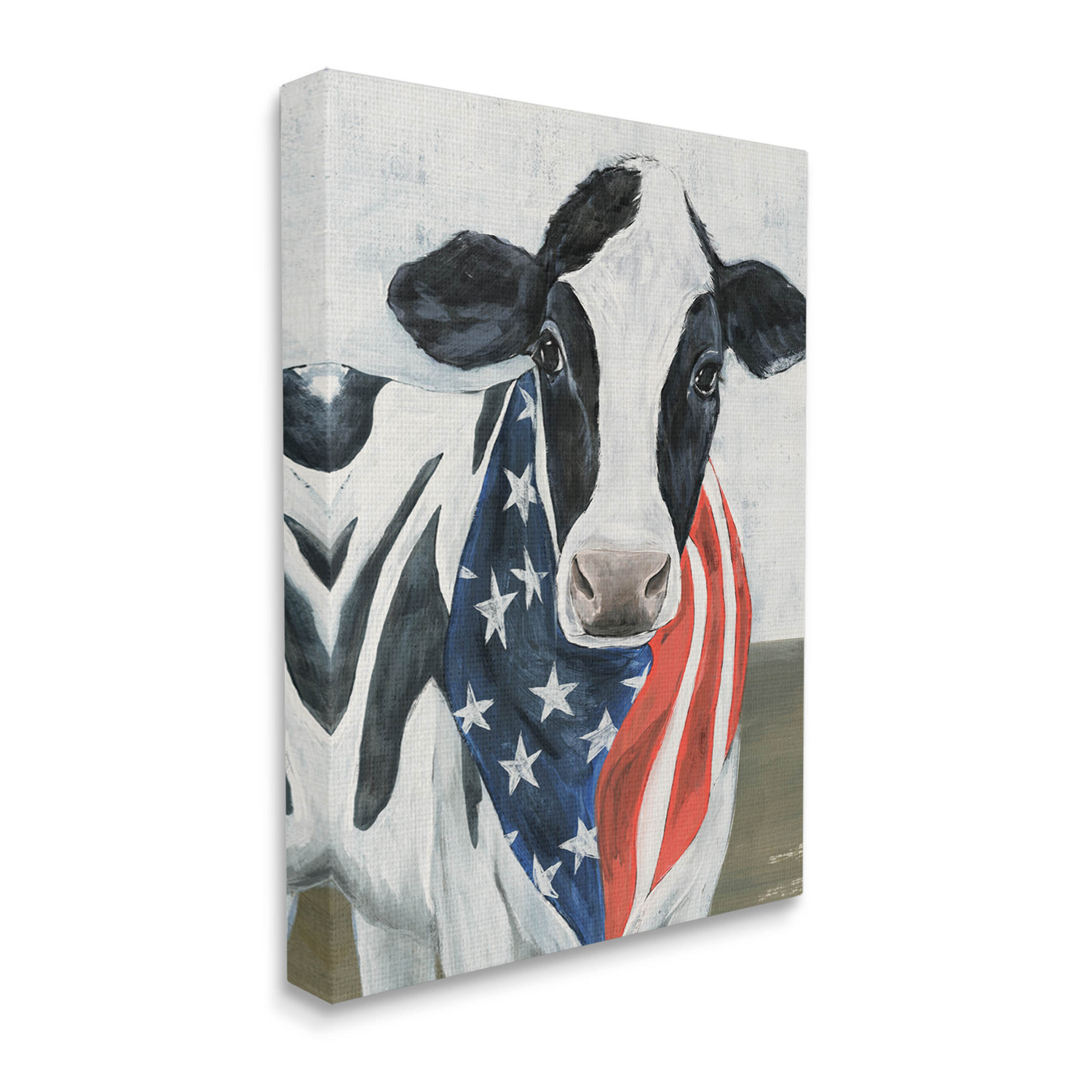 Stupell Industries Farm Cow American Flag Animal Canvas Wall Art By ...