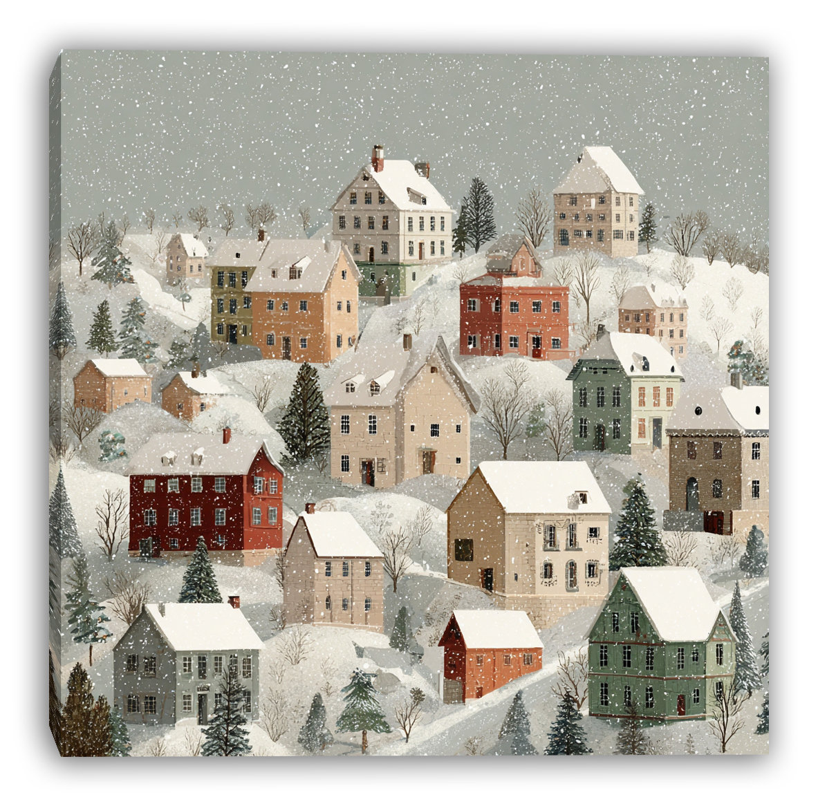 Ophelia & Co. Hilltop Winter Town Wrapped Canvas Wall Art | Wayfair