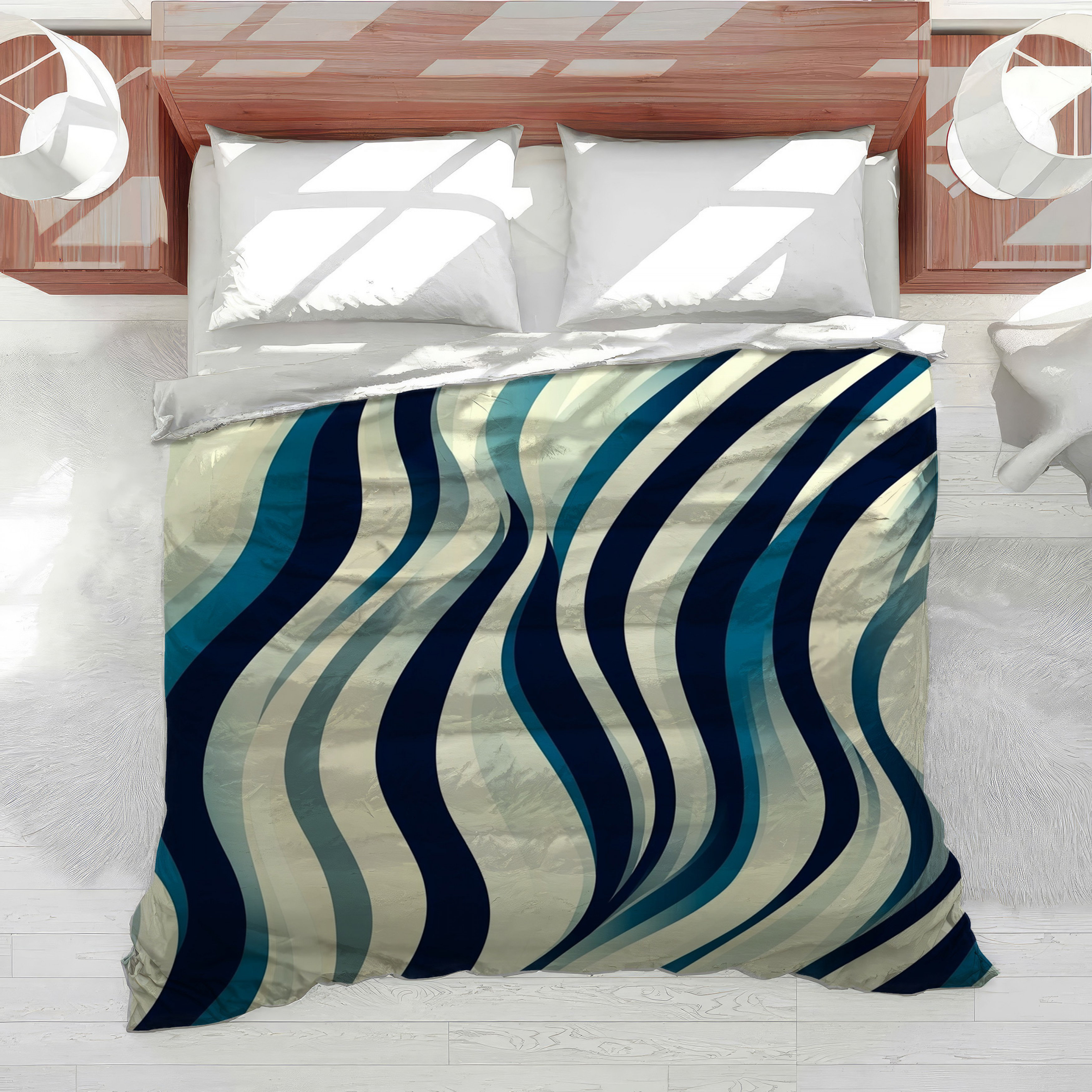 VisionDecor Waves Bedding Contemporary Duvet Cover Minimalist | Wayfair