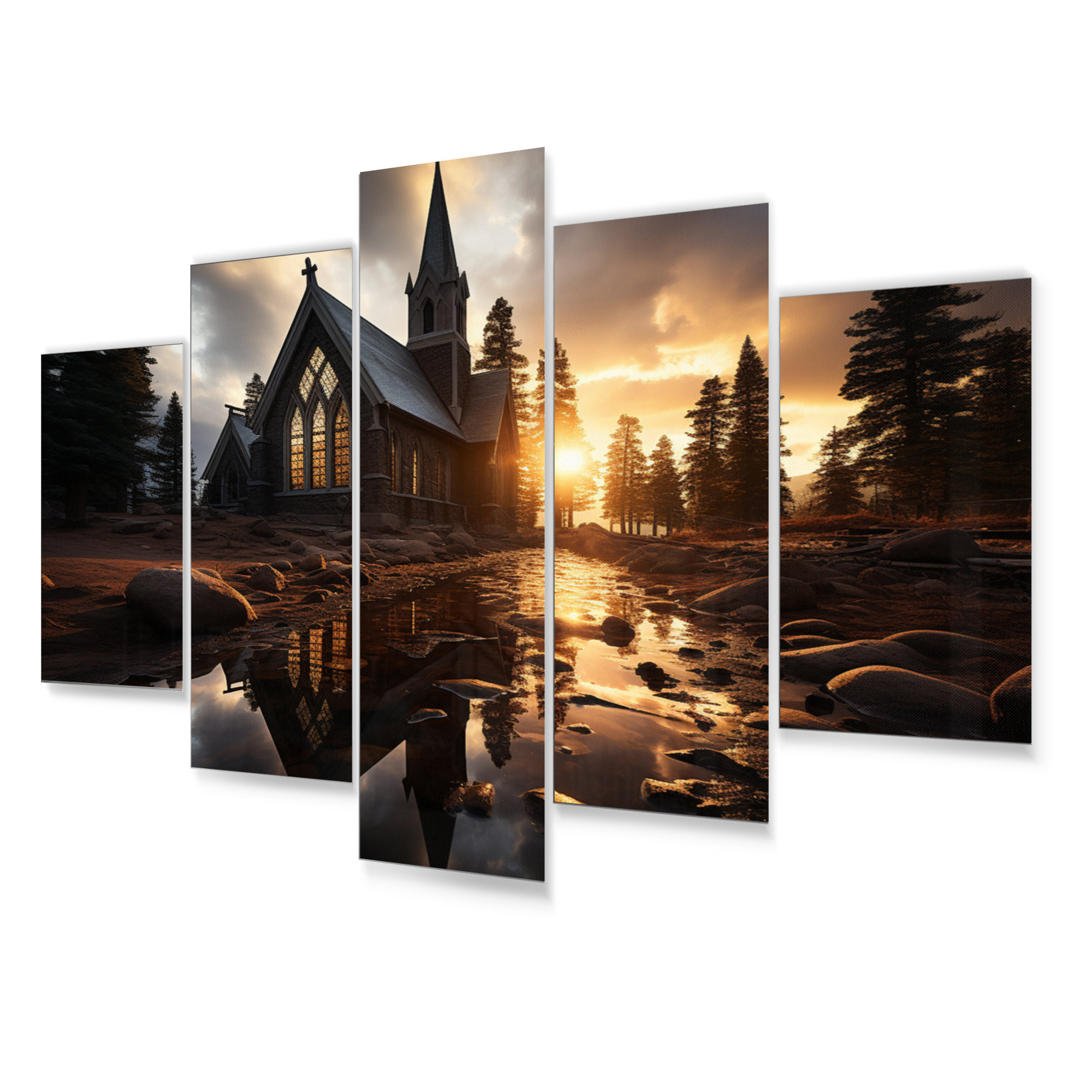 Design Art Landscape Church Heavens Embrace - Spiritual Metal Wall ...