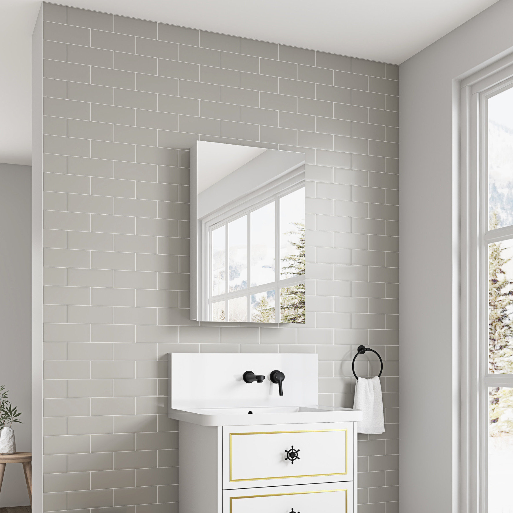 Orren Ellis White Bathroom Mirror Holder, 20'' W X 30'' H, Engineered ...