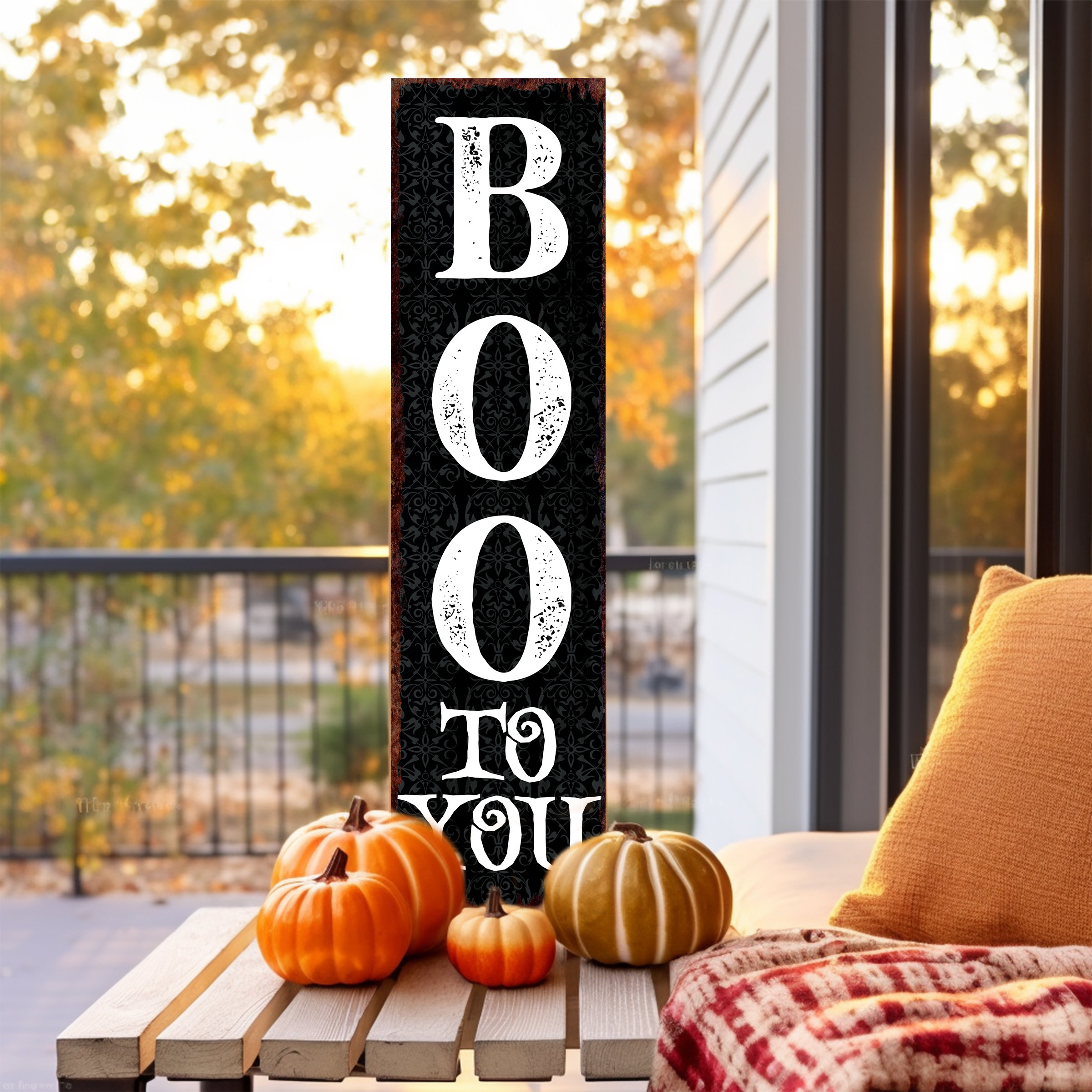 The Holiday Aisle® 36in "BOO To You" Halloween Porch Sign - Front Porch ...