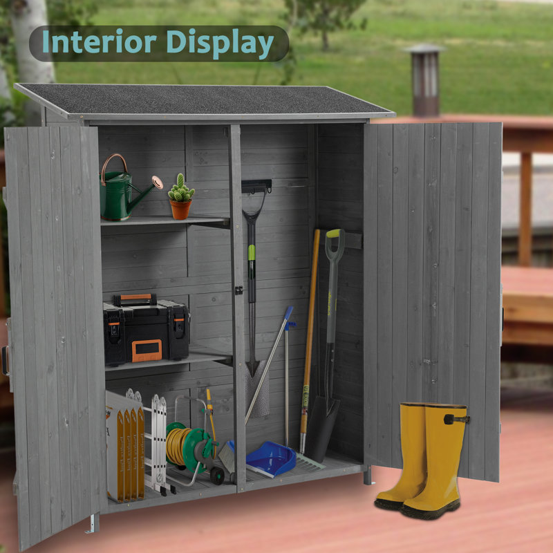 Thanaddo Solid Wood Lean-To Tool Shed Garden Shed Wood Outdoor Cabinet ...