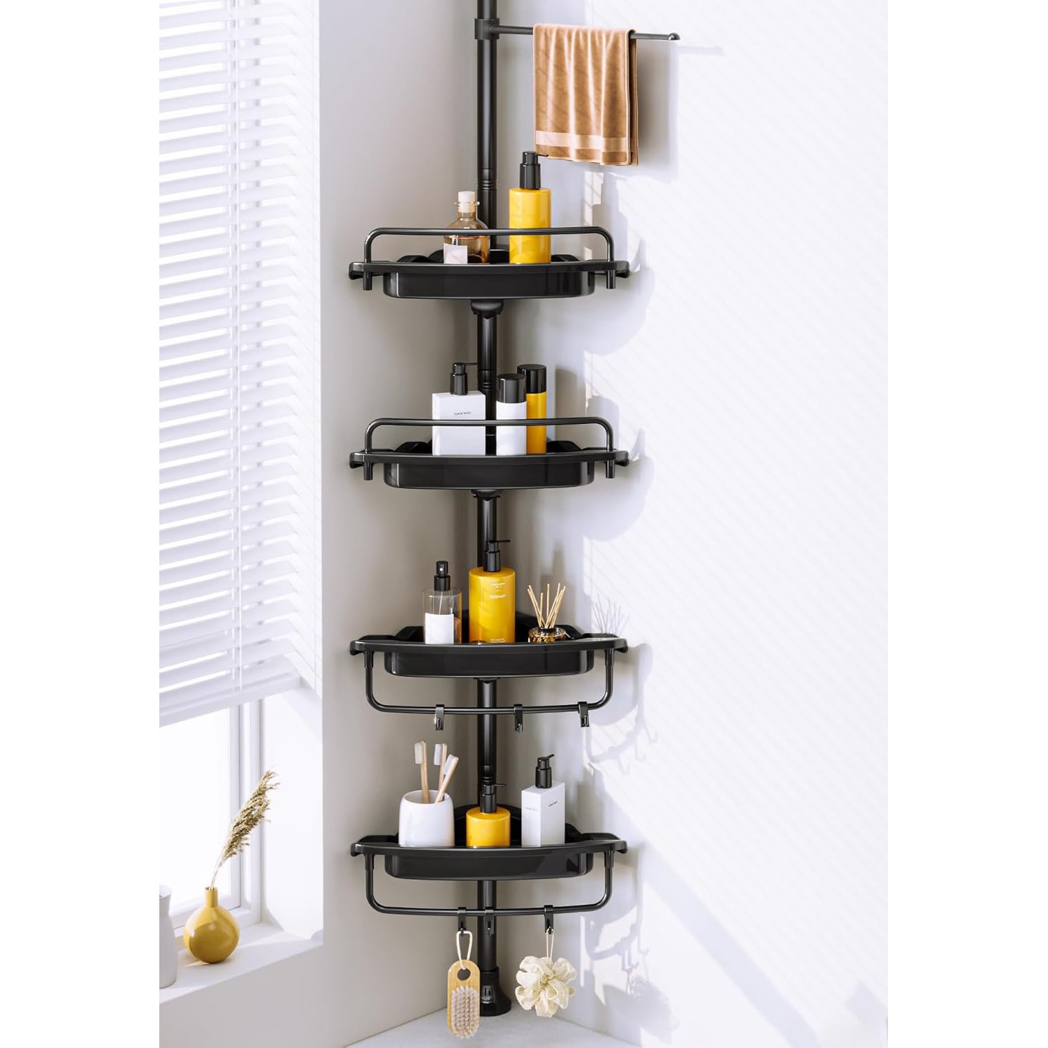 Rebrilliant Rustproof Shower Tub Trolley Corner Shower Tub Organizer 4 ...