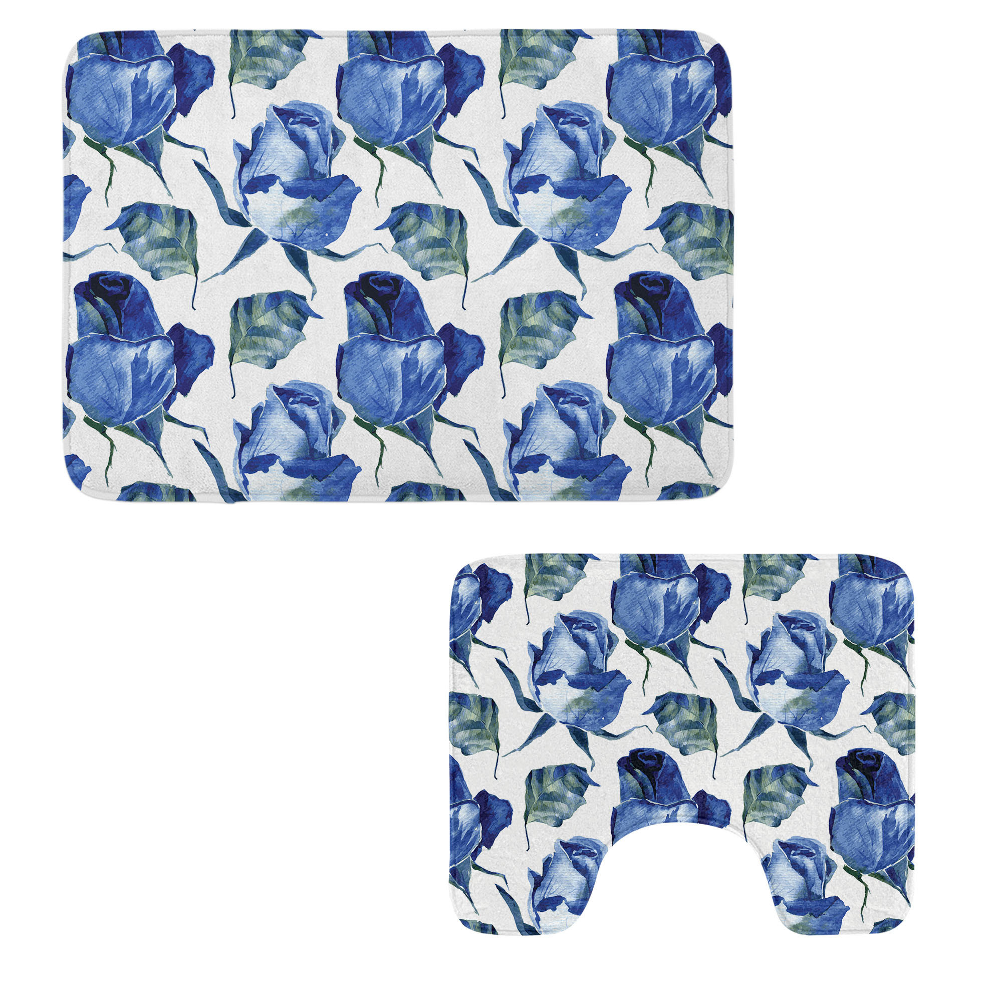 Dakota Fields Watercolor Bathroom Rug Set 2 Pieces Rectangle & Contour ...