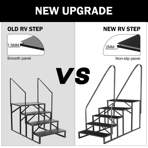 WFX Utility™ RV Steps with 2 Handrail, 5 Steps Mobile Home Ladder ...