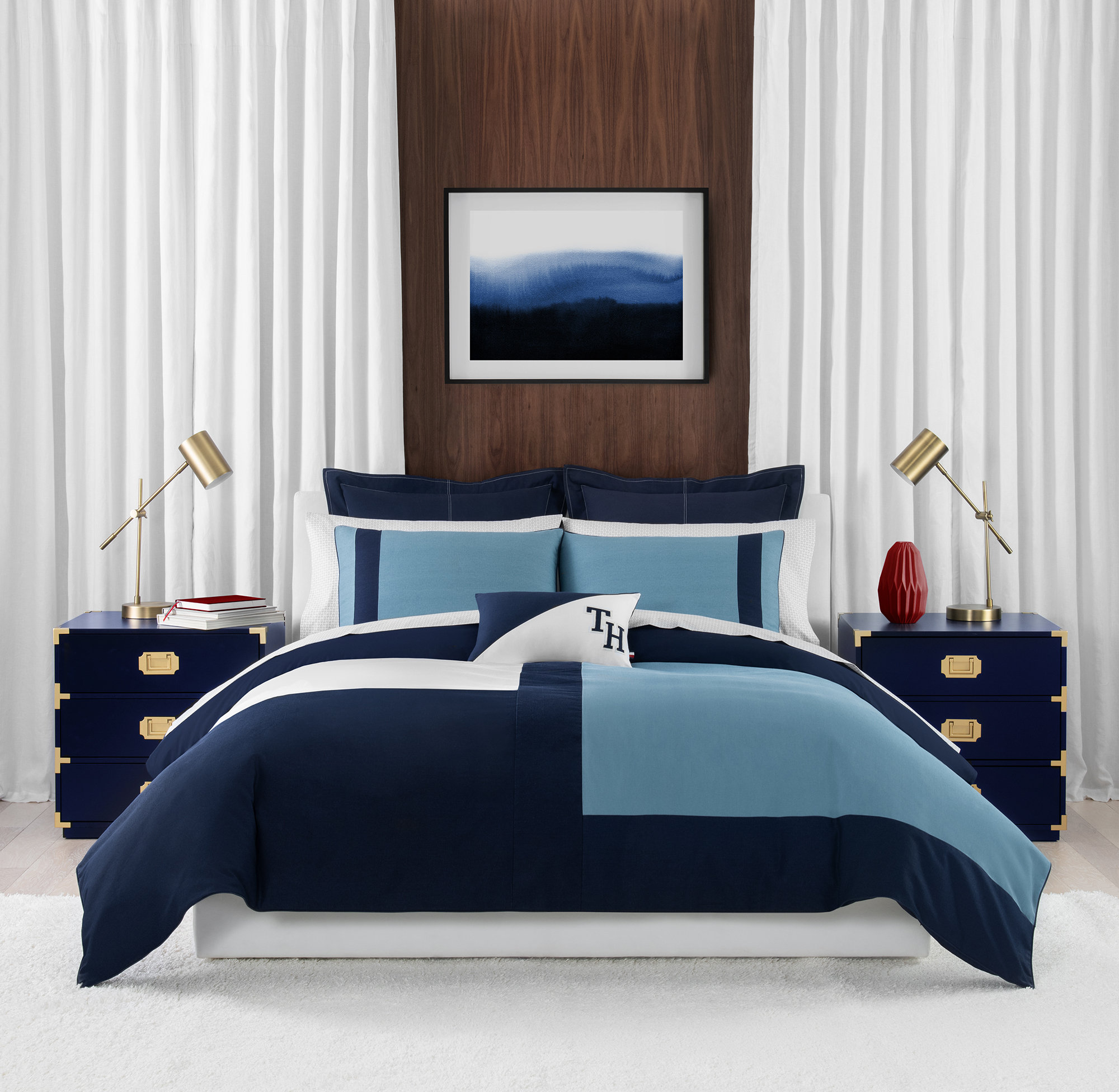 Tommy Hilfiger Conscious Colorblock Comforter Set, White/Navy/Blue ...