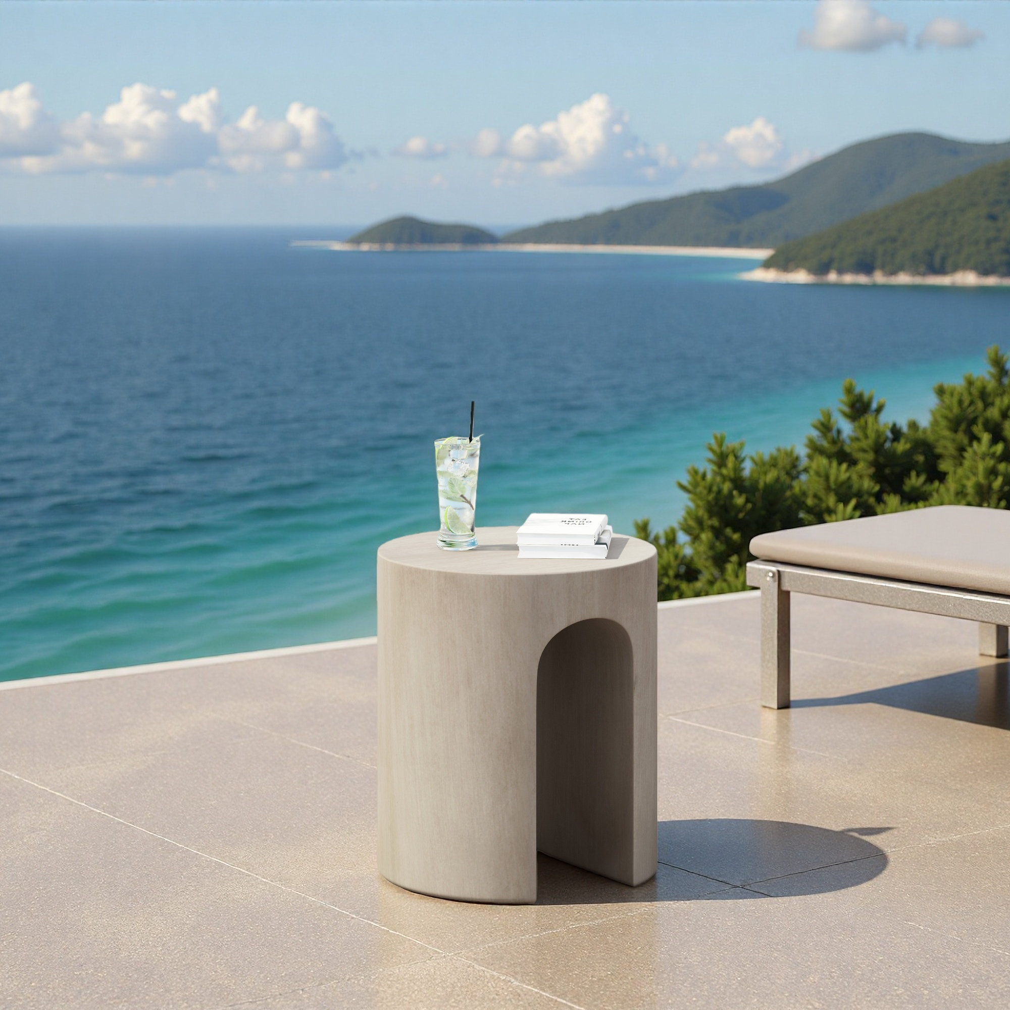 Latitude Run® Outdoor MGO Round With U-Shape Side Table | Wayfair