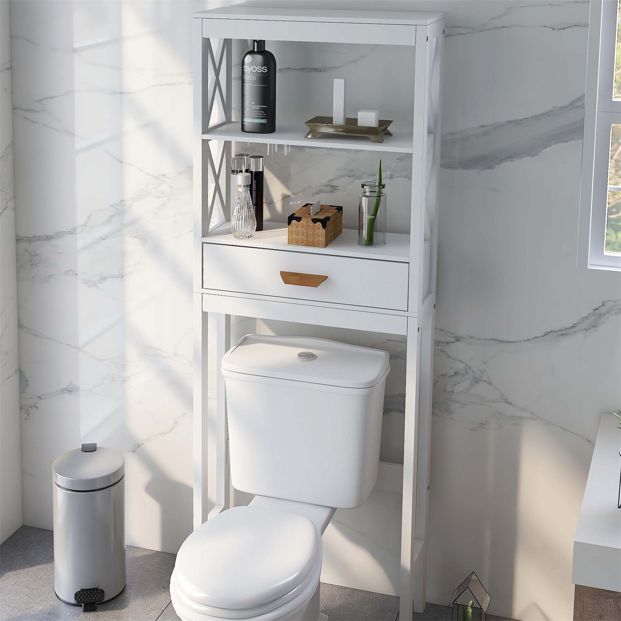 Longshore Tides Over-The-Toilet Storage Cabinet With One Drawer And 2 ...