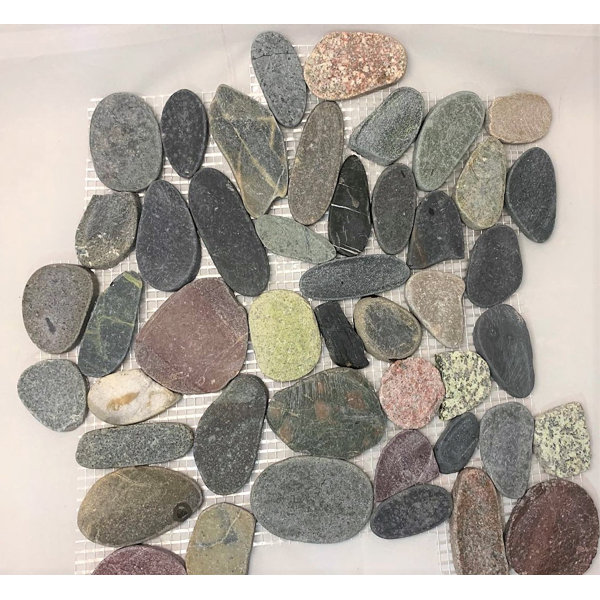 FuStone Mountain Random Sized Natural Stone Mosaic Tile in Black/Gray ...