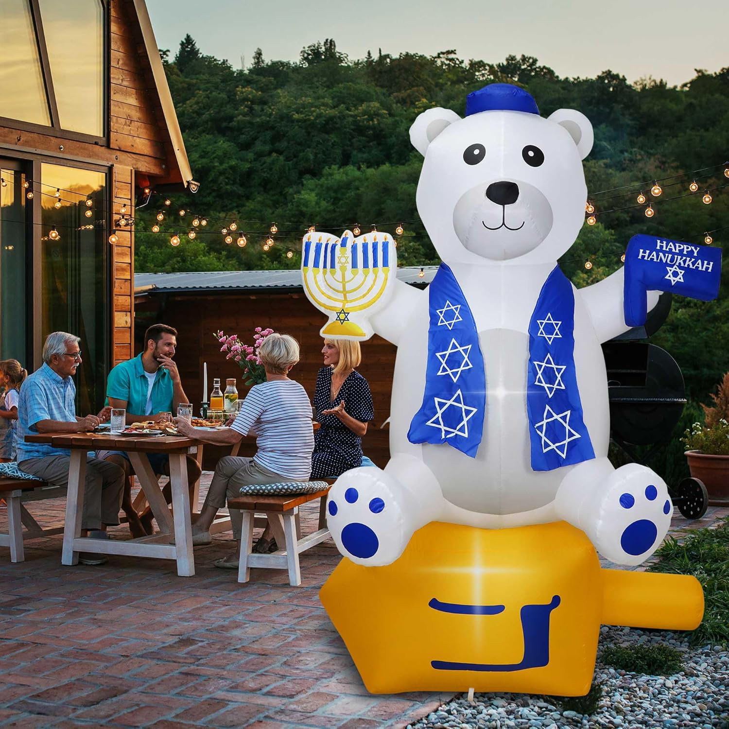 The Holiday Aisle® 6 Foot Hanukkah Inflatables Outdoor Decorations Bear ...