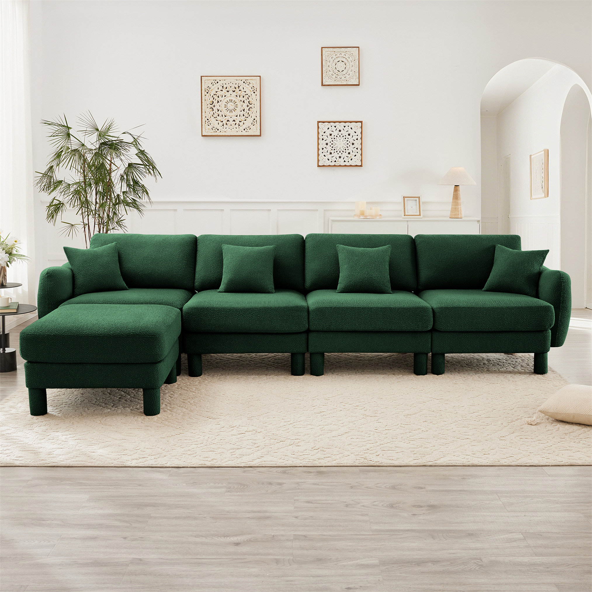 Latitude Run® Boucle Fabric Convertible L Shape Sectional 4-Seater Sofa ...