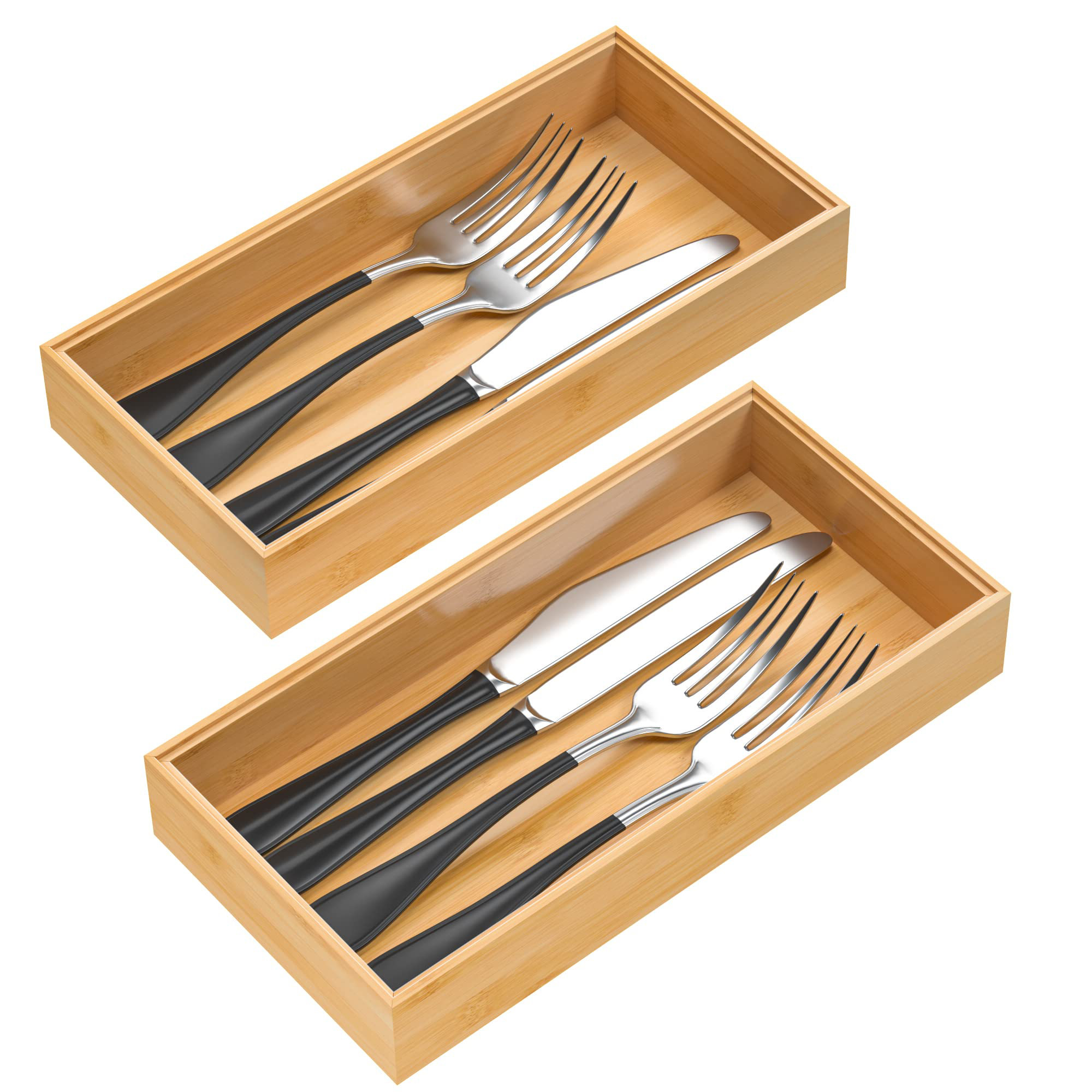 Rebrilliant Stackable Bamboo Utensil Organizers - Set Of 2 For ...