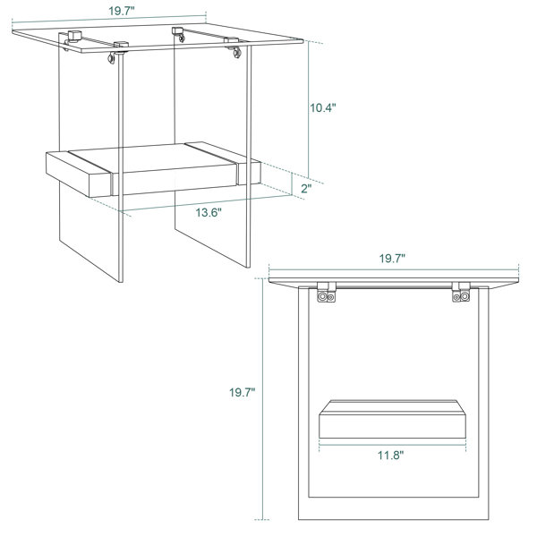 Ivy Bronx Isabeth 20''Modern Narrow Glass End Table,Clear Couch Sofa ...