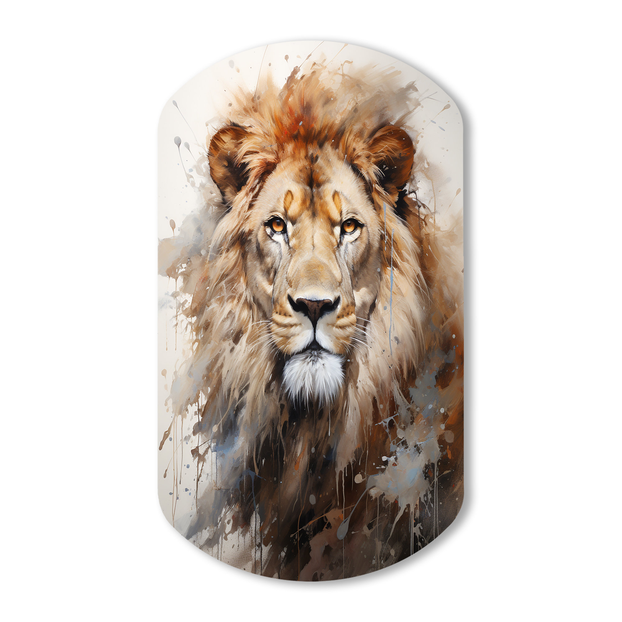 Design Art Lion Portrait Photography - Lion Cylinder Shape Irregular ...