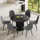 7-Piece Dining Table Set Featuring A Black Wooden Tabletop And ...