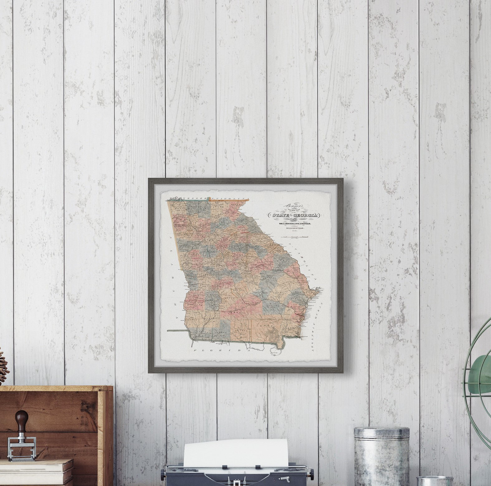 Trinx 'State Of Georgia Vintage Map II' Framed Print - Wayfair Canada