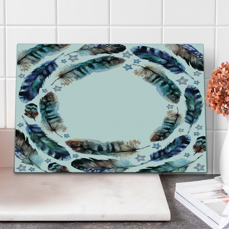 Ambesonne Concentric Cutting Board Large Size Boho Gypsy Feather Purple ...