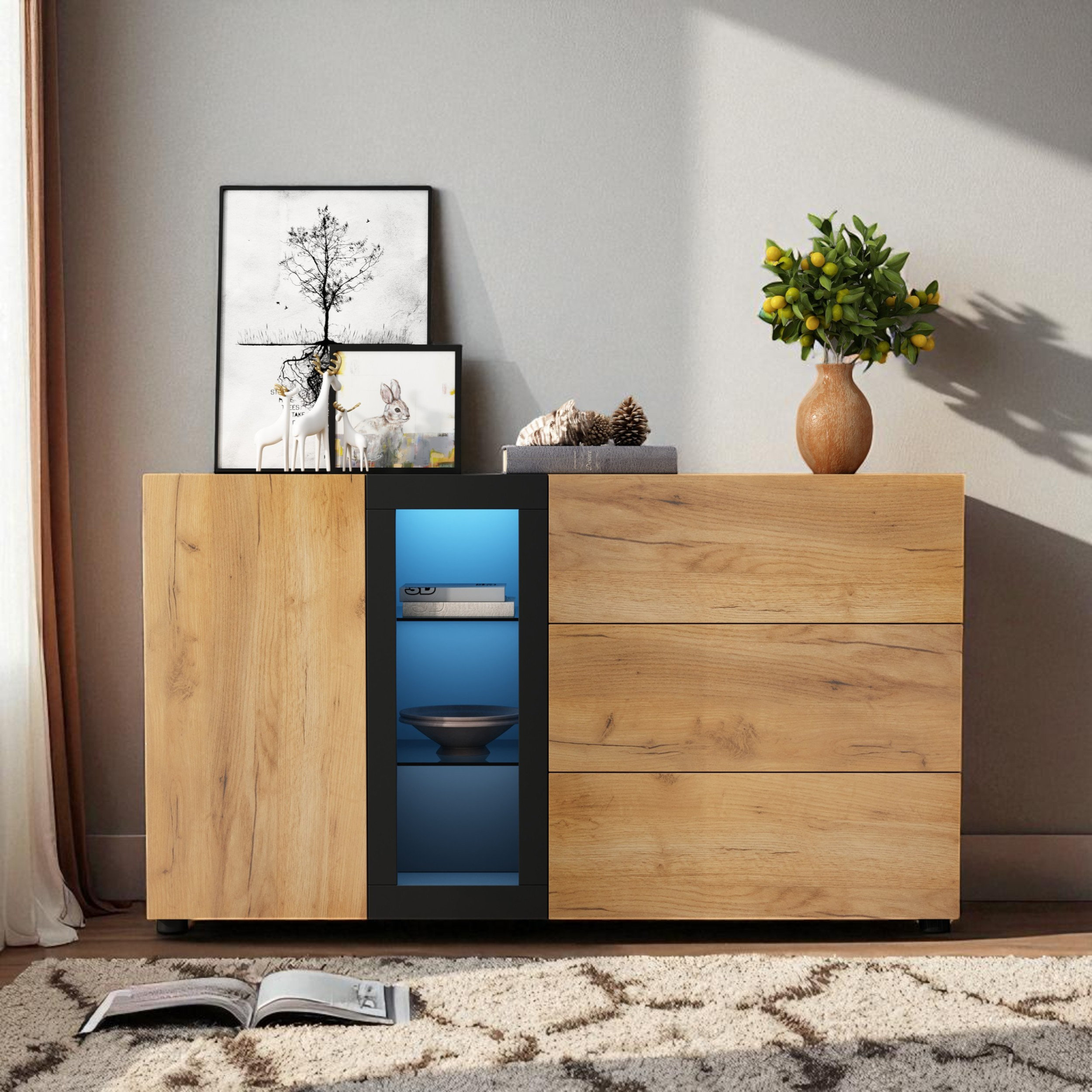Metro Lane 140 Cm Wide Modern Sideboard With LED Lights | Wayfair.co.uk