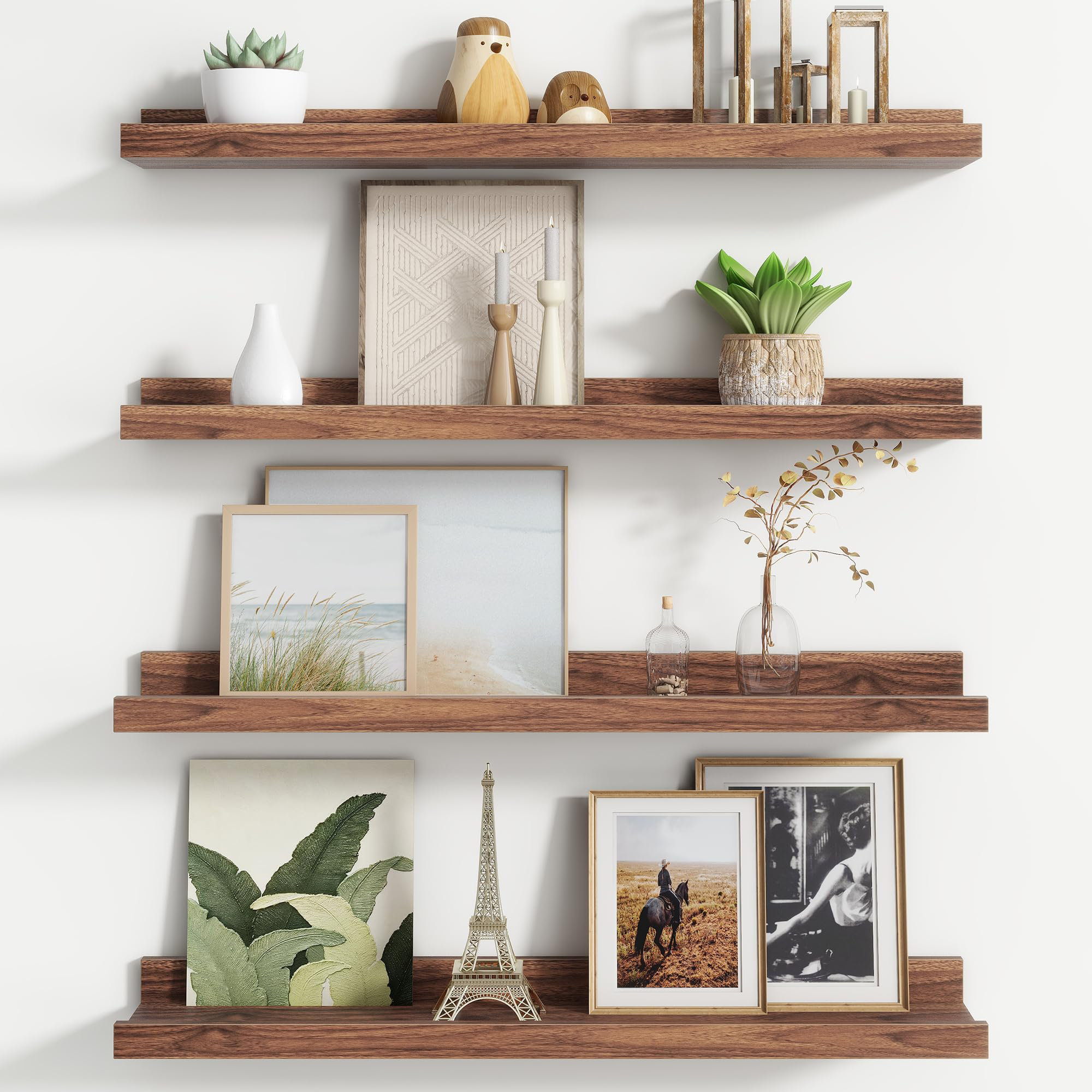 Gracie Oaks Floating Picture Ledge Shelves for Wall Set of 4, 24 Inch ...