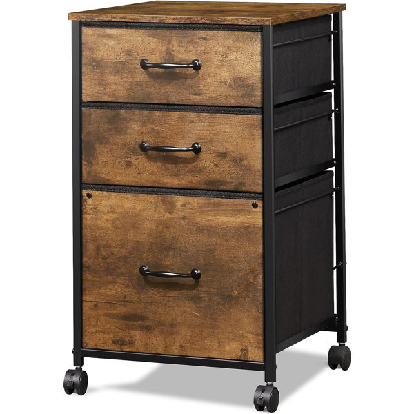 COAHAHA Rustic Brown Wheeled File Cabinet - Stylish Office Storage ...