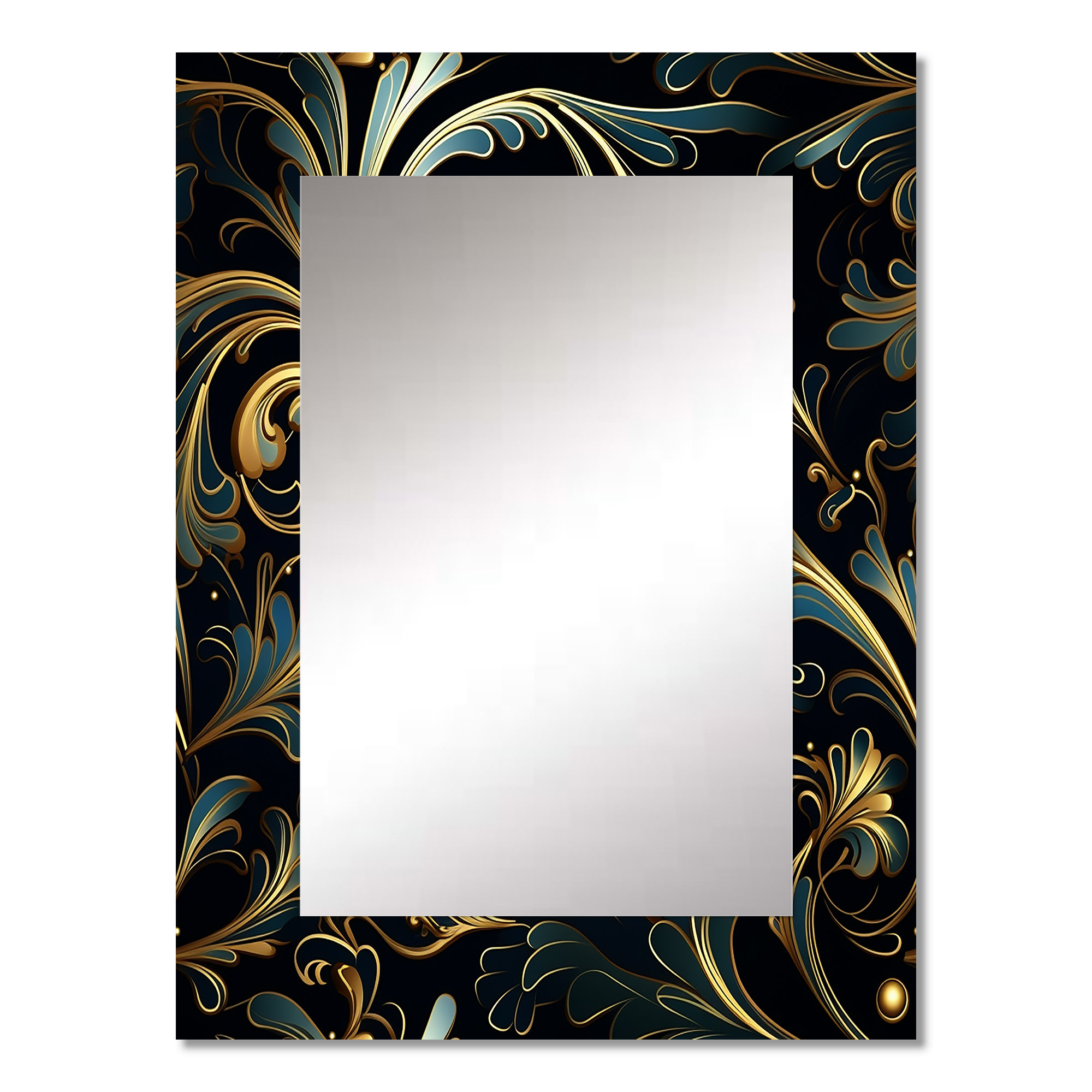 Dakota Fields Naser Gold And Green Luxury Damask Pattern - Ikat ...