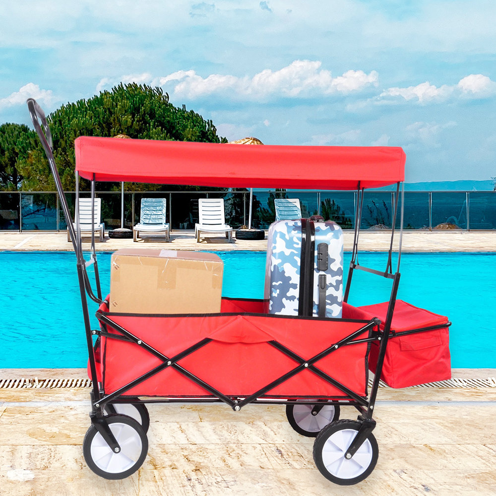 iYofe Outdoor Wagons with Detachable Roof Tail Storage Bag Adjustable ...
