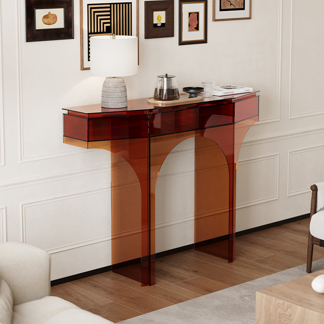 Orren Ellis Modern Arched Creative Acrylic Console Table | Wayfair