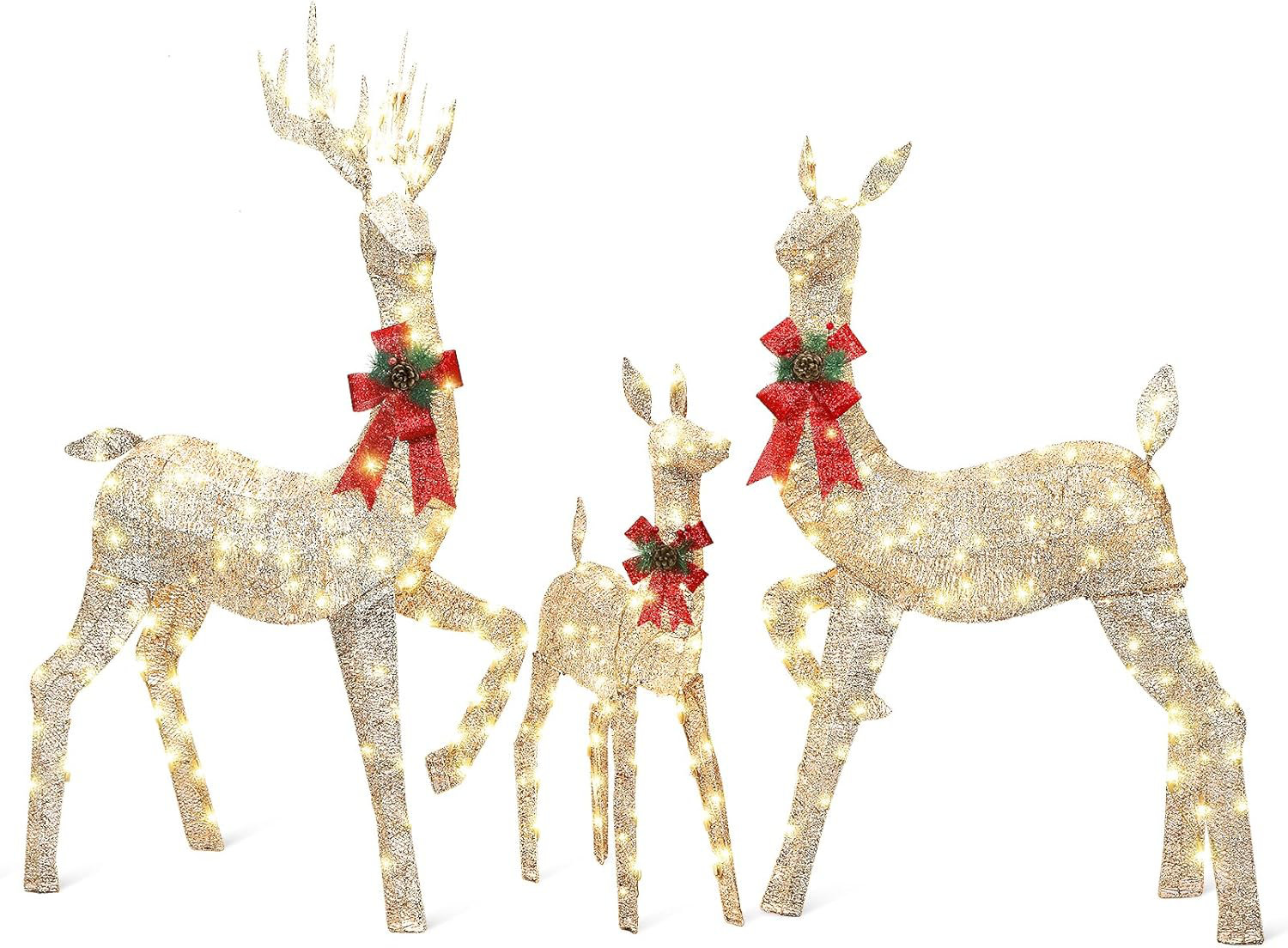 The Holiday Aisle® 3-Piece Large Pre-Lit Christmas Deer Family Set ...