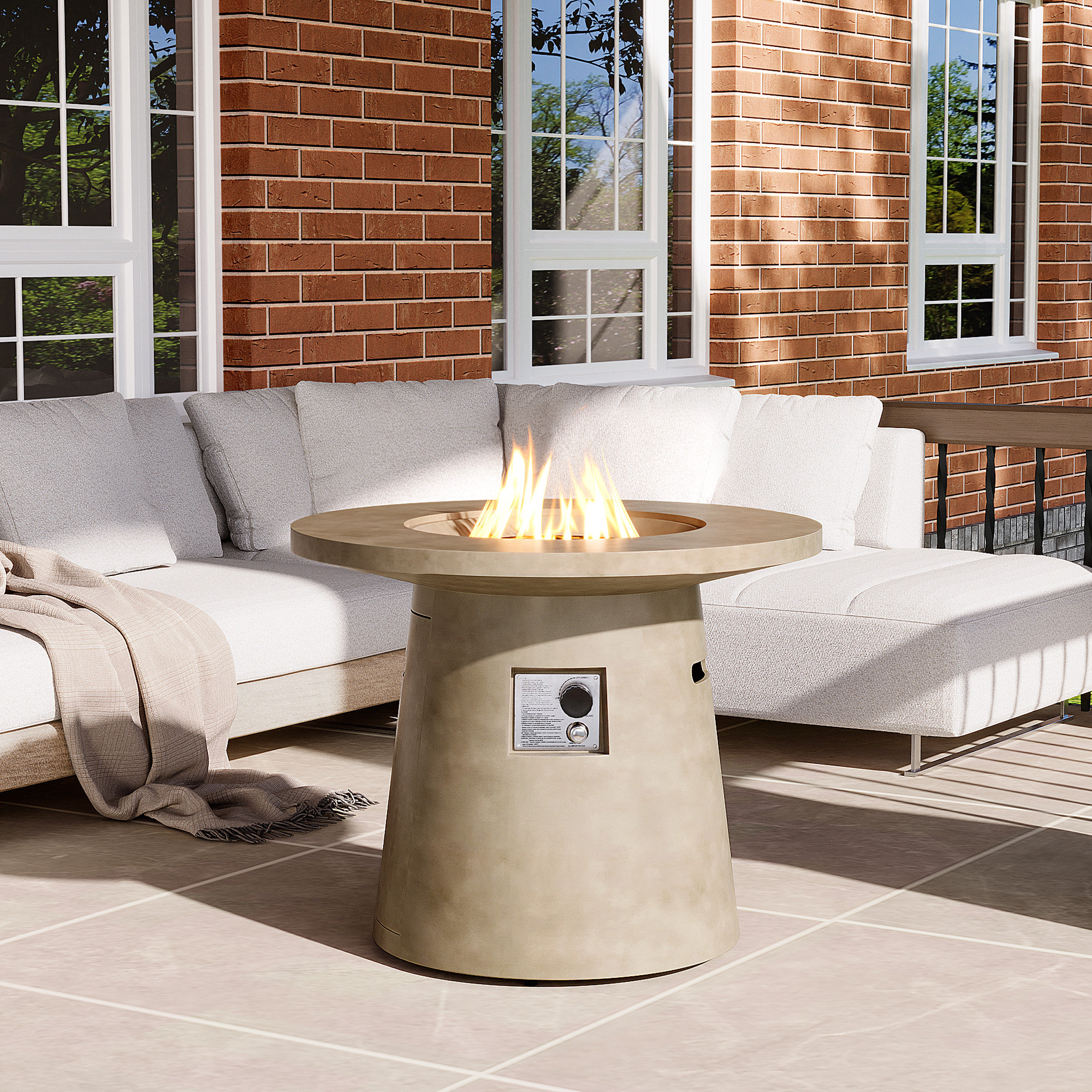 Brayden Studio® Outdoor Concrete Propane Fire Pit Table & Reviews | Wayfair