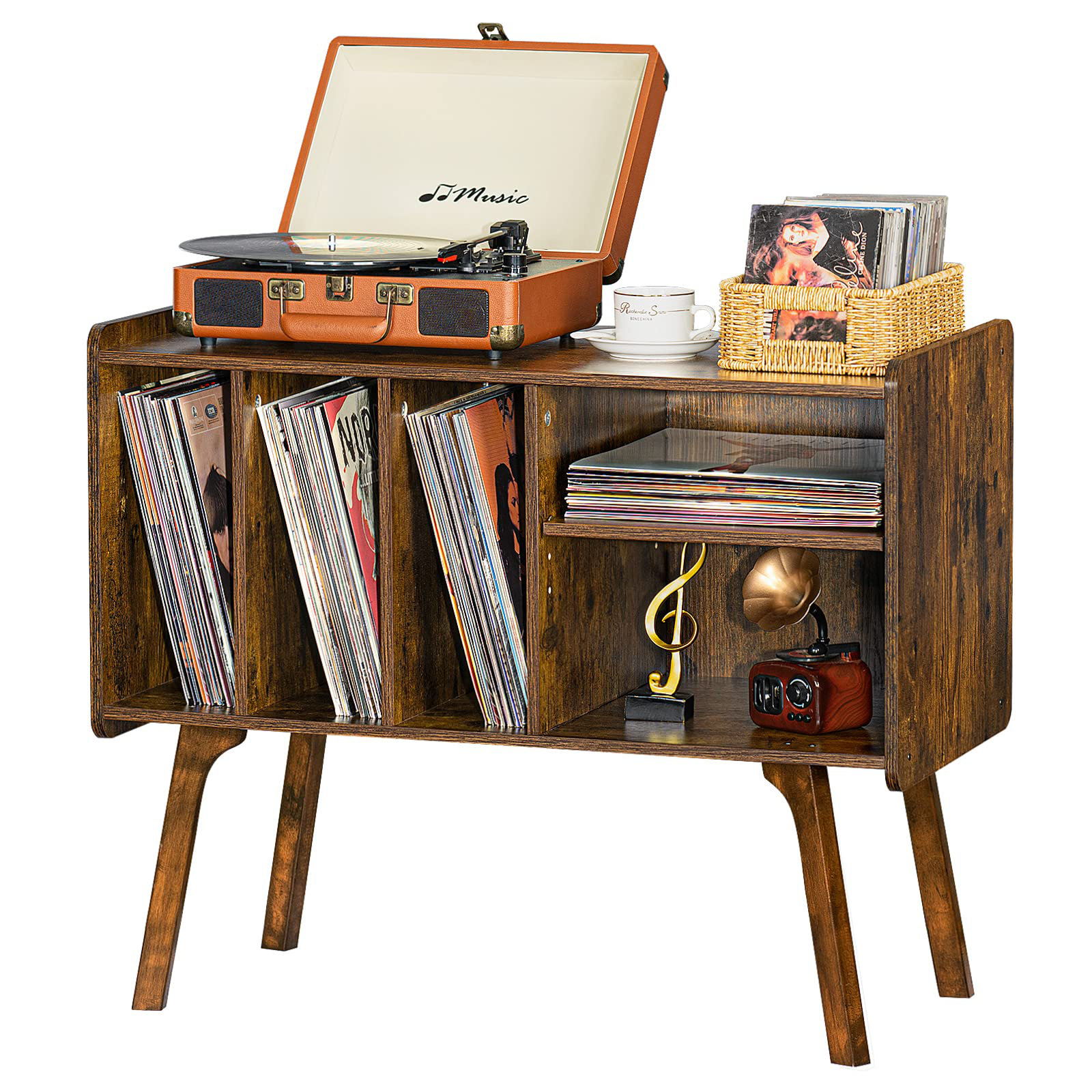 Corrigan Studio® Adjustable Vinyl Record Player Stand, Large Storage ...