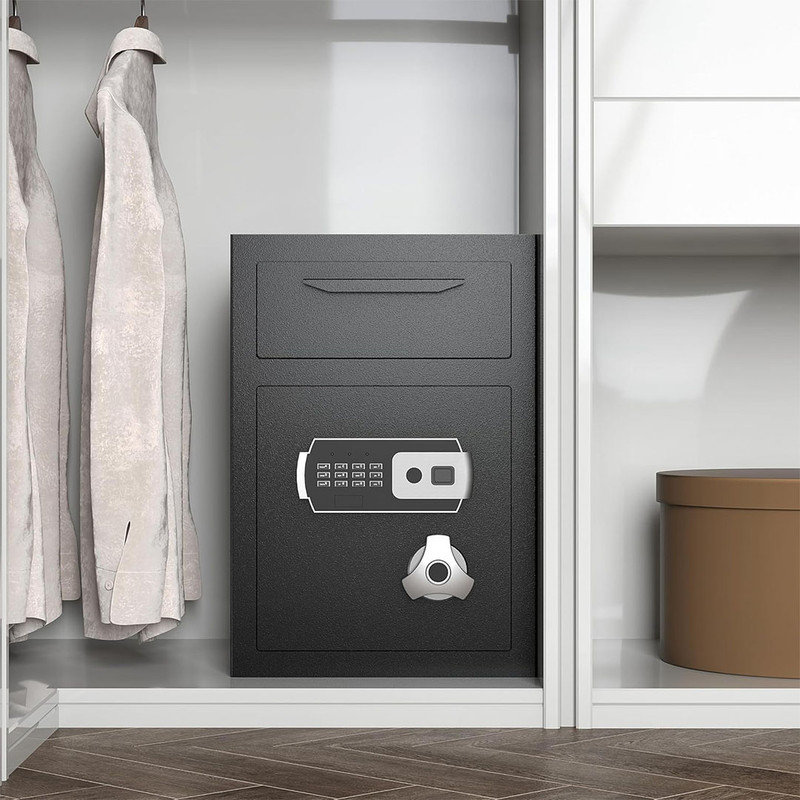 DEBLIT Fireproof Drop Safe, Electronic Safe with Drop Slot, Cash Drop ...