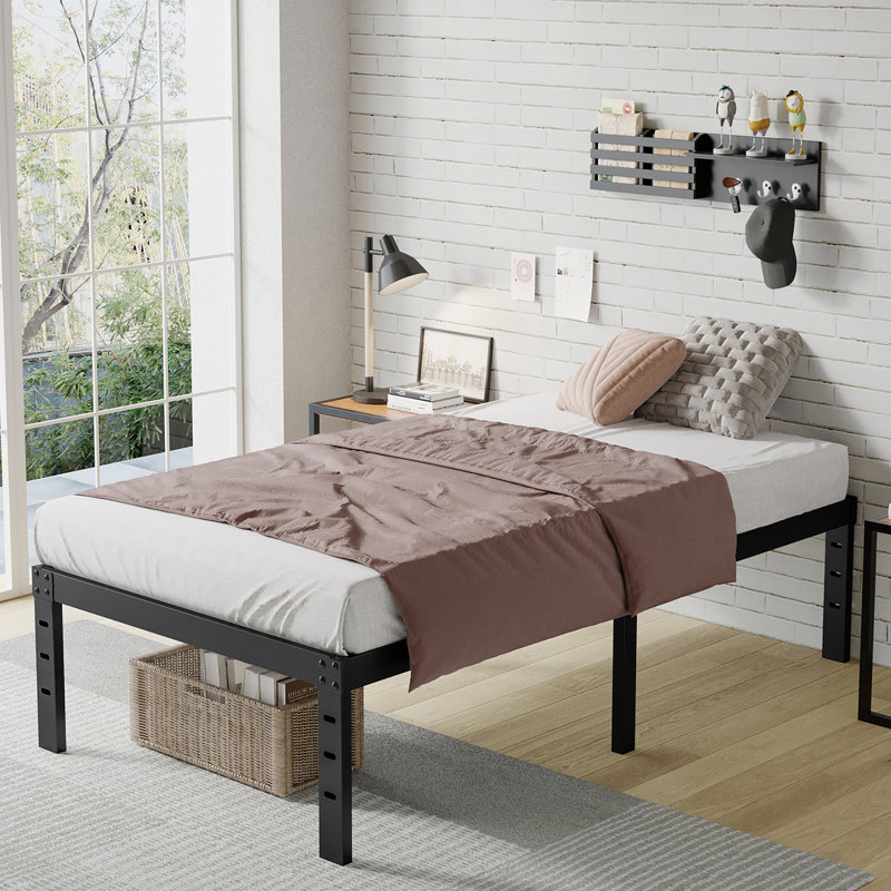Alwyn Home Marple 16 Inch Metal Platform Bed Frame with Wood Slat ...
