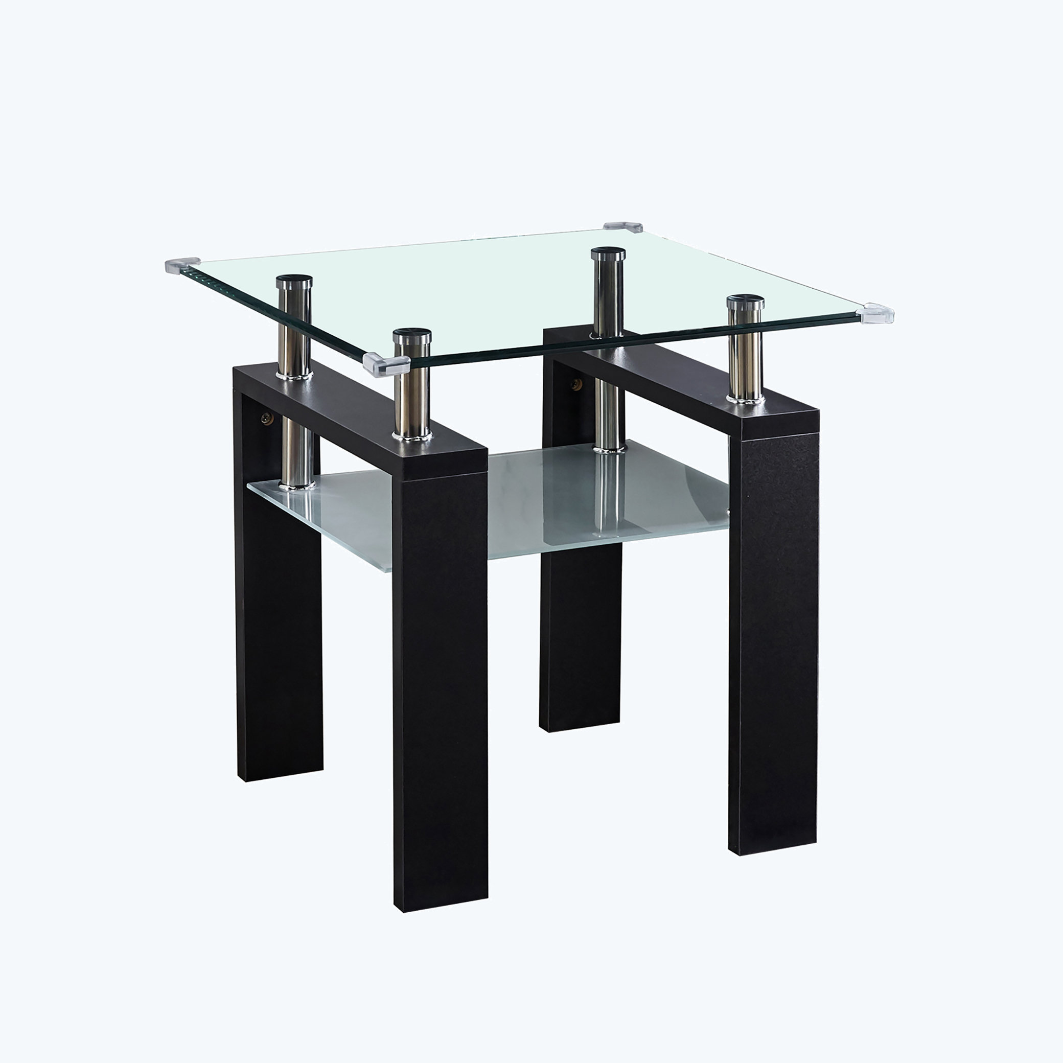 Wrought Studio™ Jerek Glass End Table with Storage | Wayfair