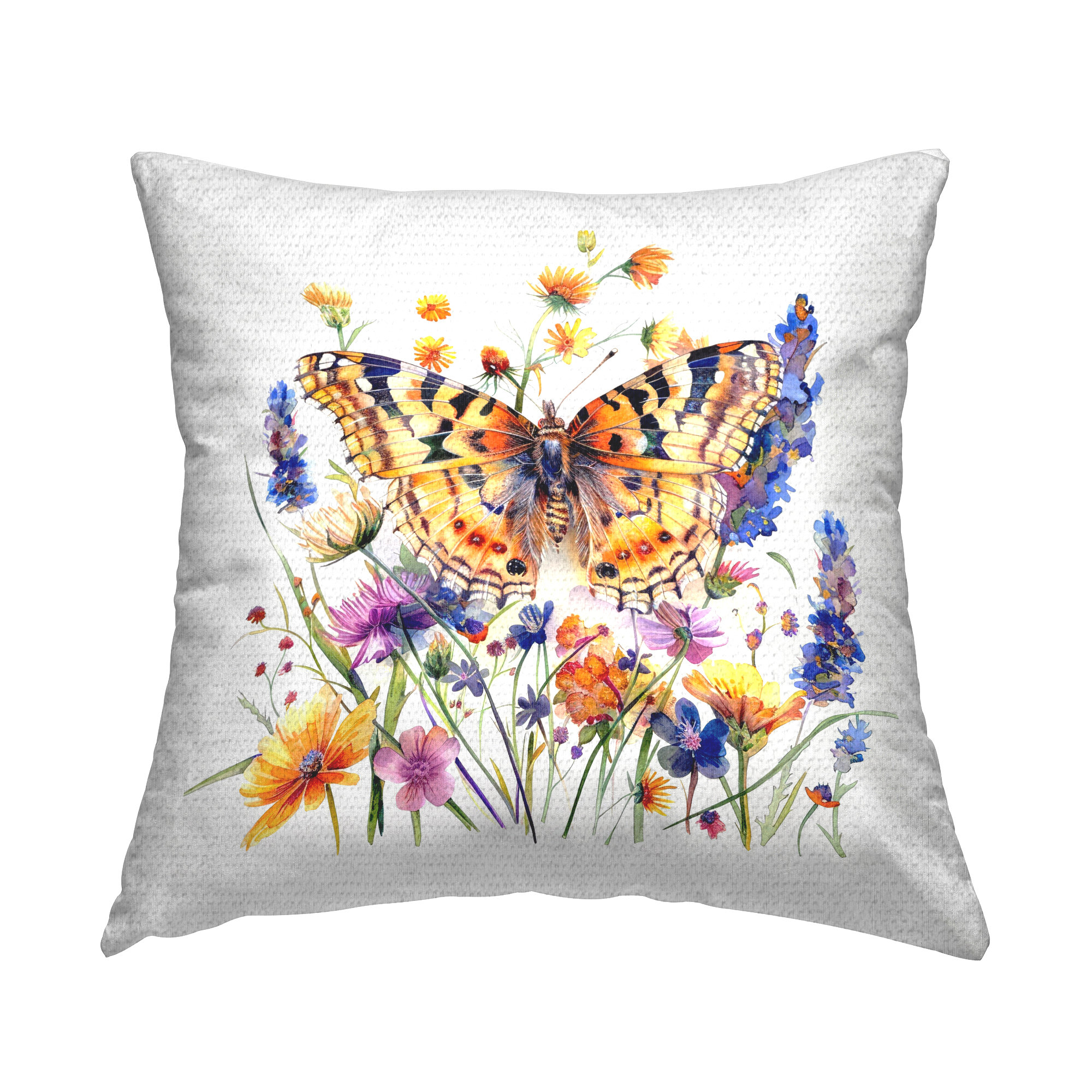 Stupell Industries Garden Flowers & Butterfly Outdoor Printed Pillow by ...