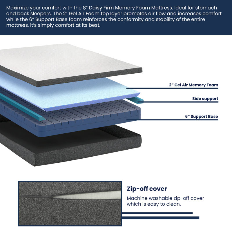 The Twillery Co.® Manzanita 15" Adjustable Bed Frame with Memory Foam ...