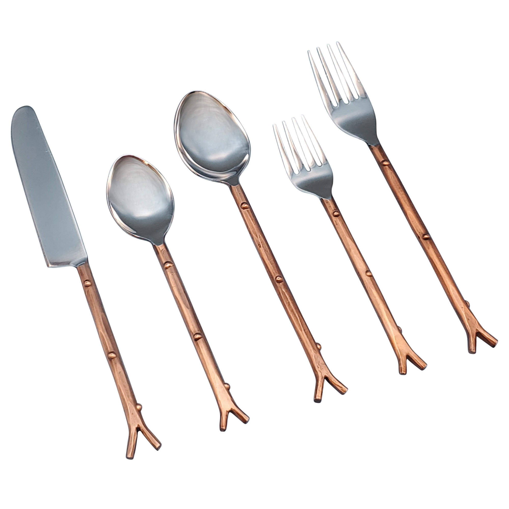 Elyon Tableware Hasanpur Reflective Copper 20 Piece Flatware Set Indian ...