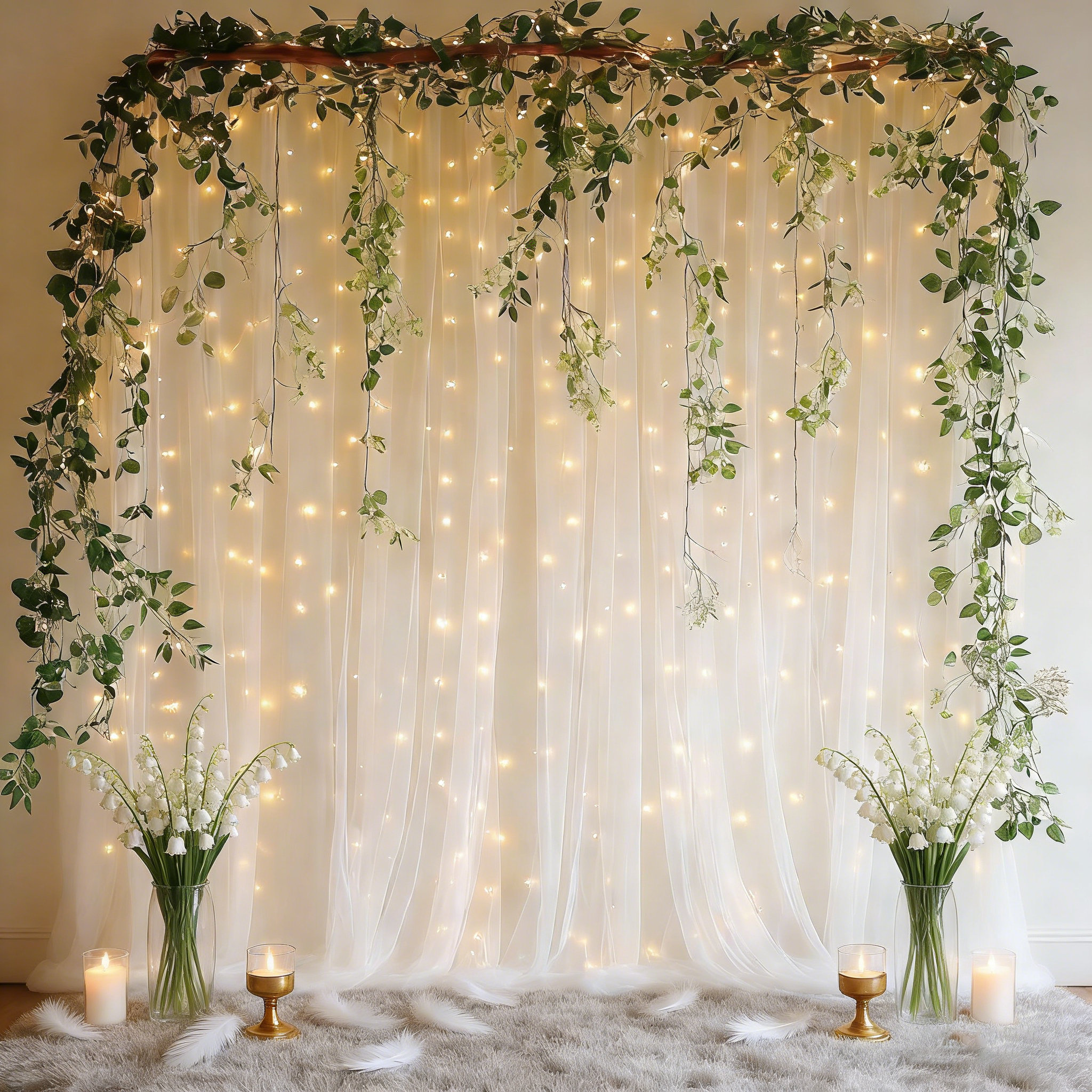 One Carter Corner Store 10X8ft White Tulle Backdrop Curtain With Lights ...
